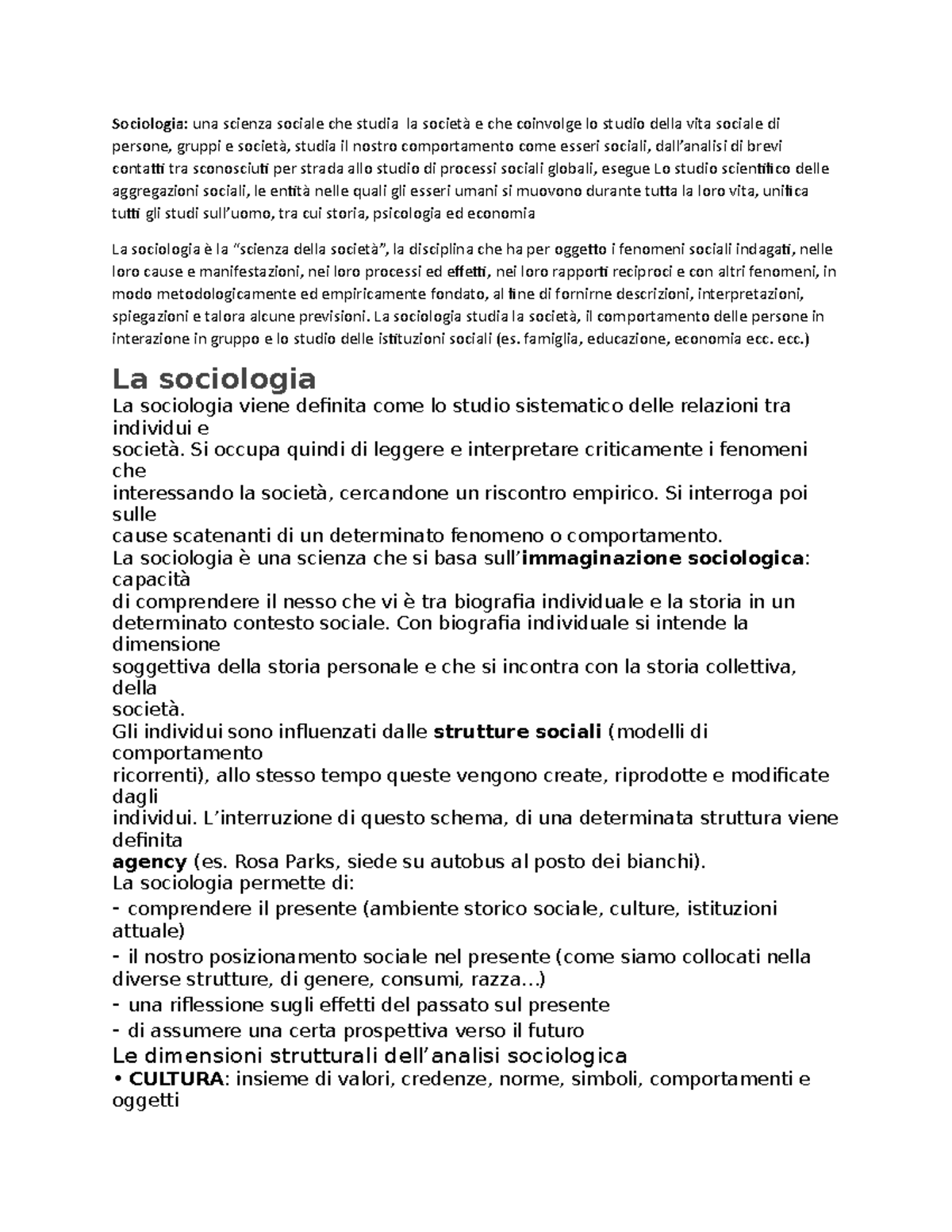 Appunti personali Sociologia Benasso - Sociologia: una scienza sociale ...
