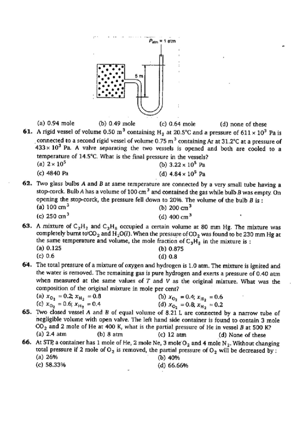 Gaseous state Qns 60-80 - Physical Chemistry - Studocu