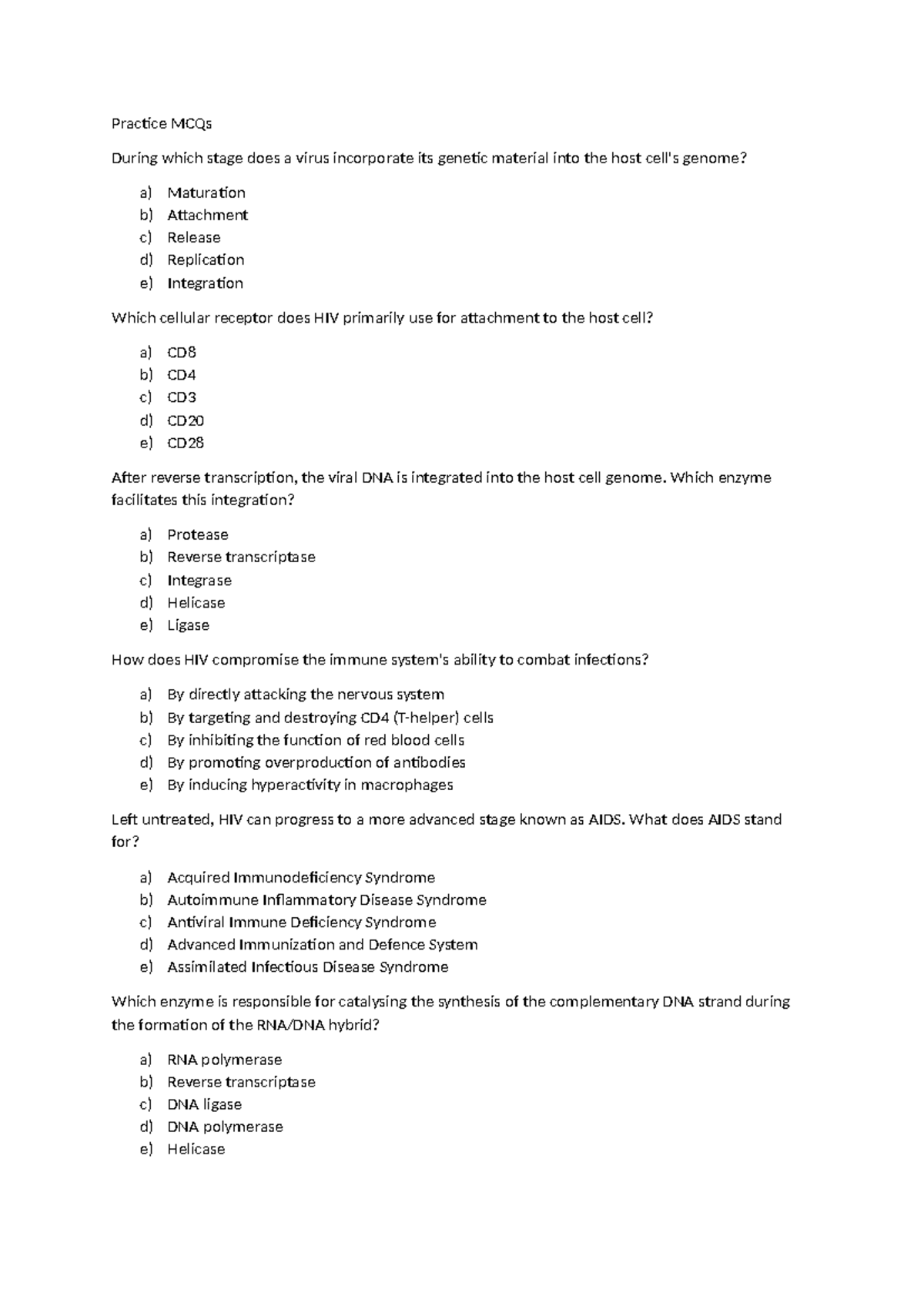 Antivirals MCQs - N/A - Practice MCQs During which stage does a virus ...