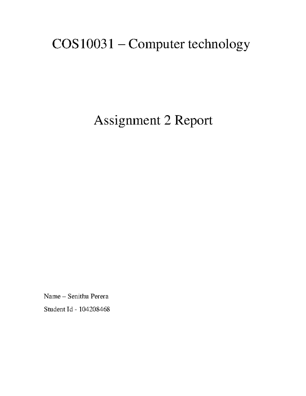 Report senithu - management key lists part 8 - COS10031 – Computer technology Assignment 2 ...