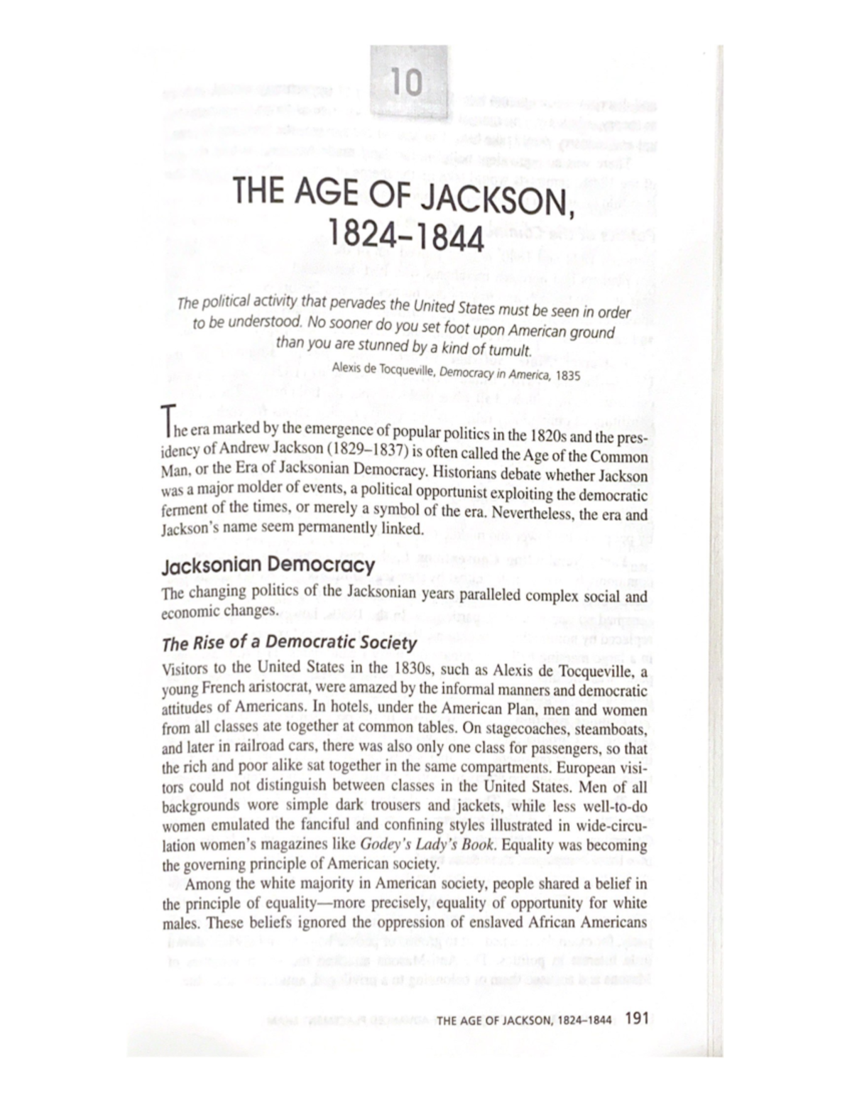 Amsco Ch 10 - Reading Chapter AMASCO - 10 THE AGE OF JACKSON, The ...
