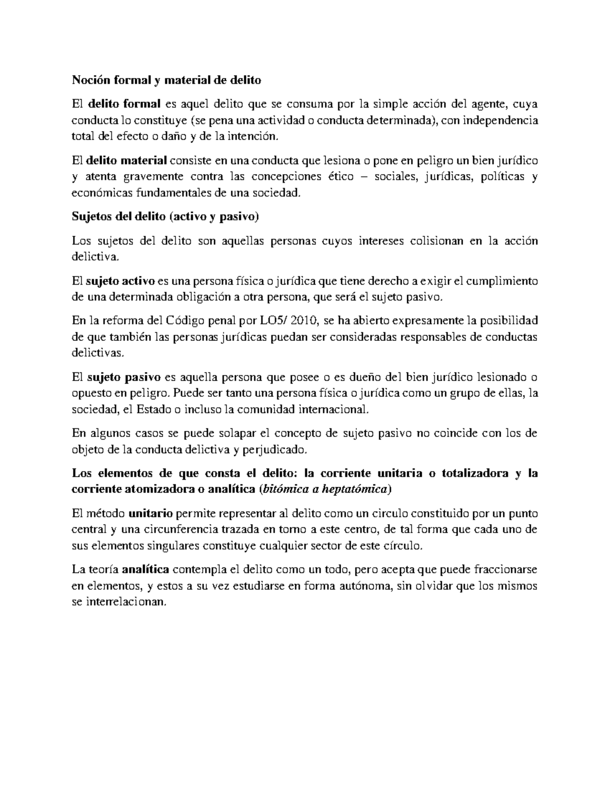 Asignacion 4 - lectura - Noción formal y material de delito El delito ...