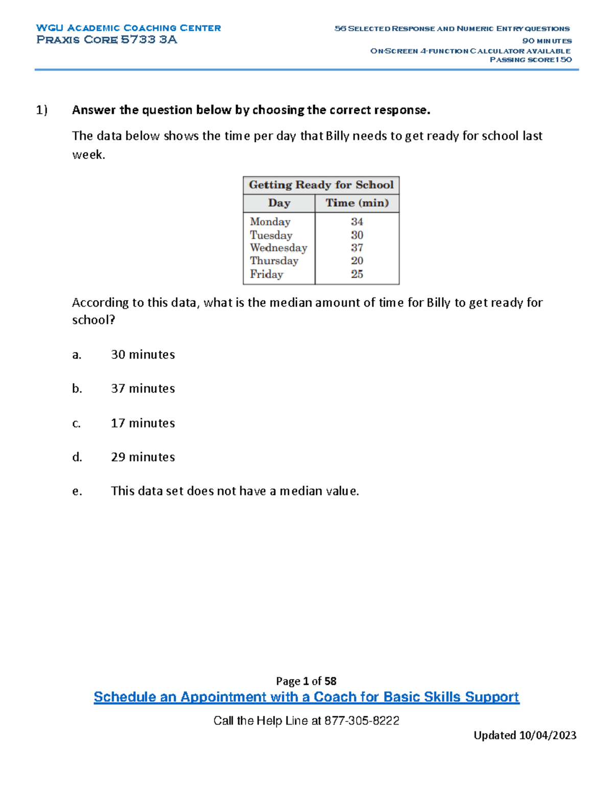 Praxis Core (5733) 3A AJM KA1 6 - Praxis Core 5733 3 A 90 minutes On ...