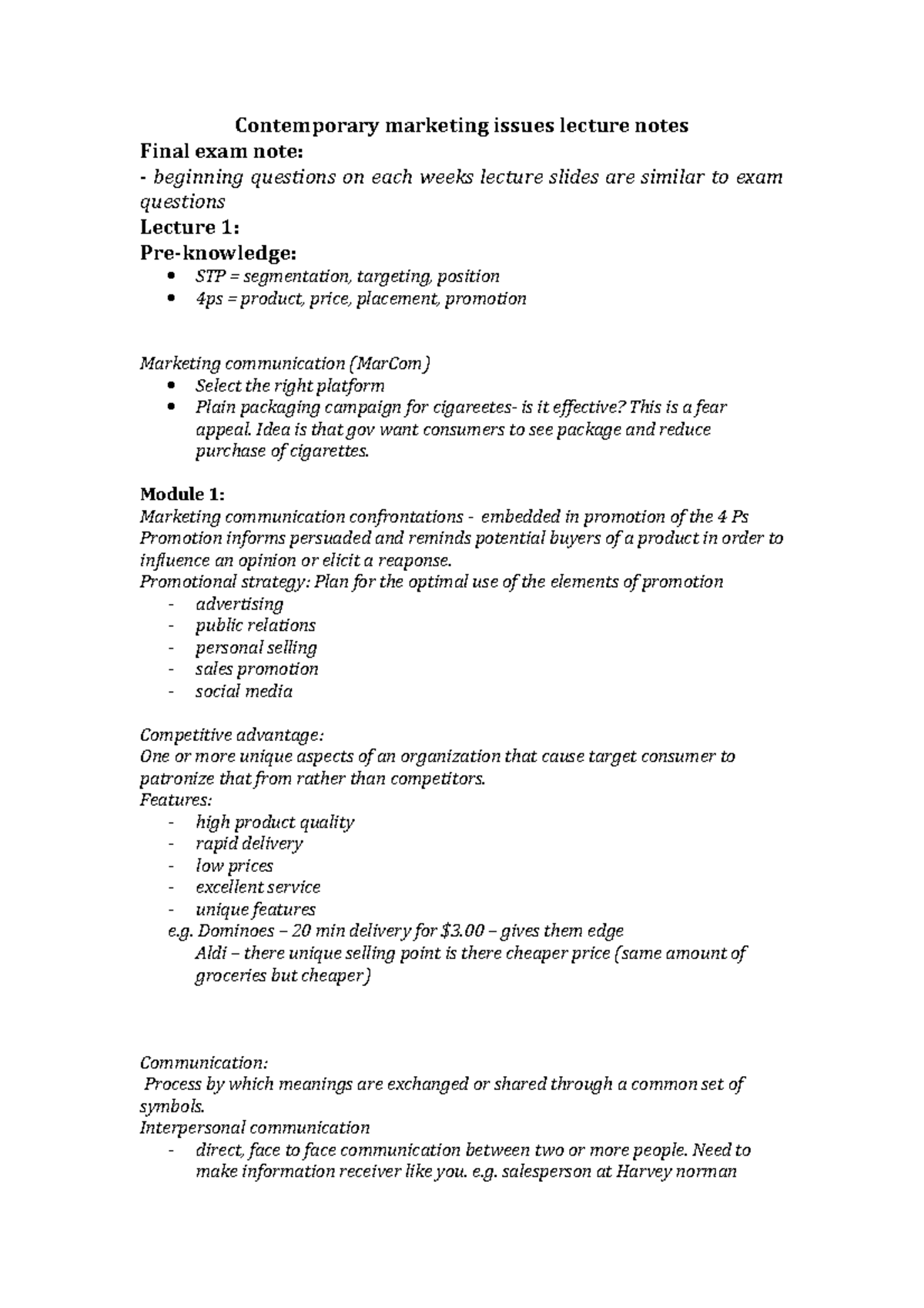 Contemporary marketing issues lecture notes - Idea is that gov want ...