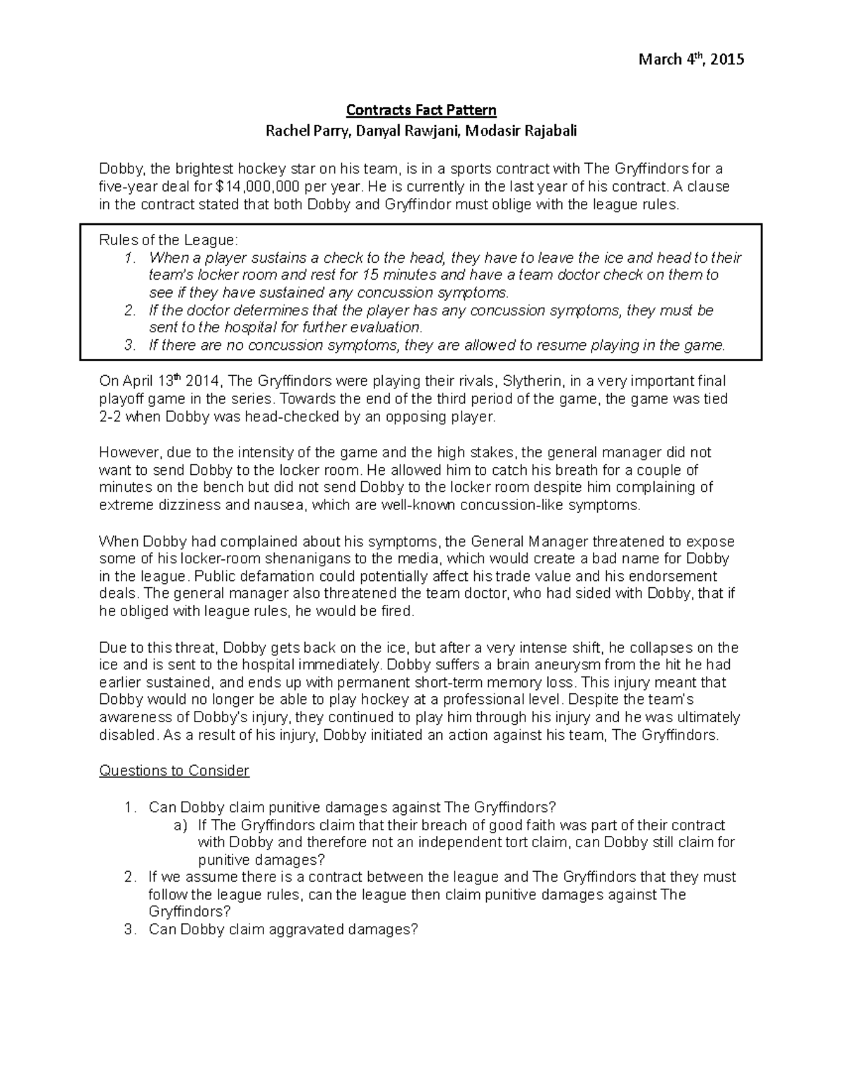 Practical -Contracts Facts Patters - March 4th, 2015 Contracts Fact ...