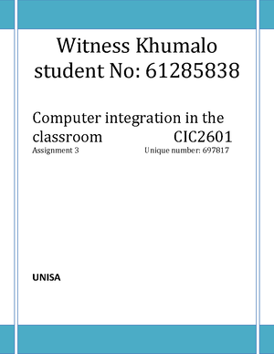 [Solved] Part 1 Understanding ICT Integration in South African Schools 40 - Computer integration ...