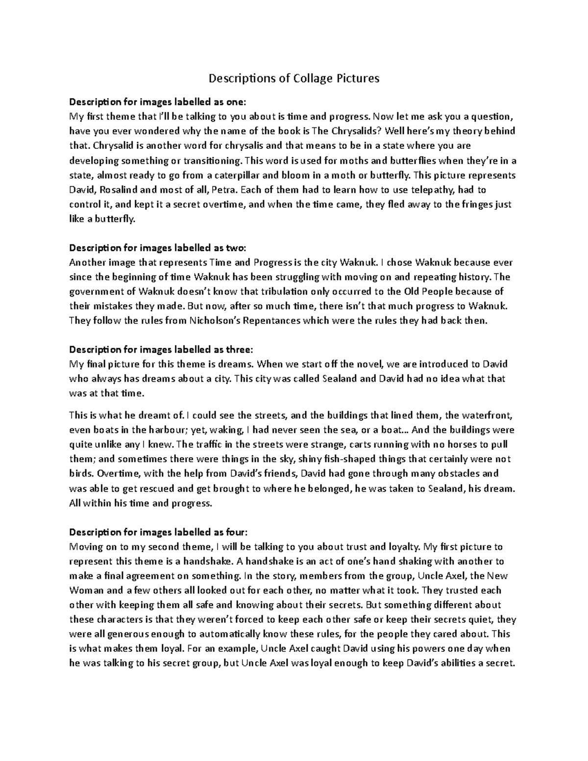 Descriptions of Collage Pictures - Descriptions of Collage Pictures ...