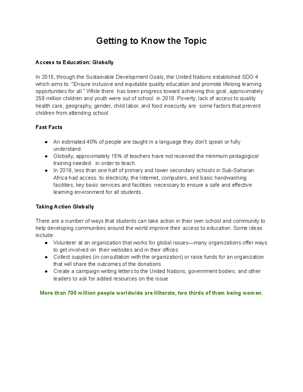 Getting to Know the Topic - Getting to Know the Topic Access to ...