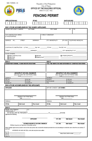 Demolition Permit - Republic of the Philippines City of Pasig OFFICE OF ...