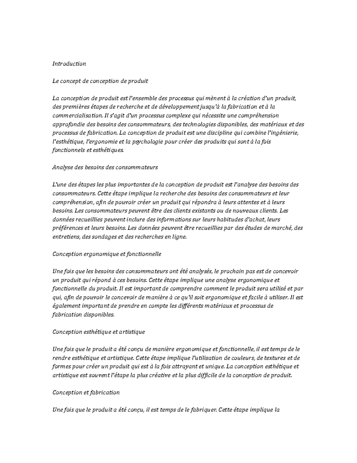 Product Design Study Notes - Introduction Le concept de conception de ...