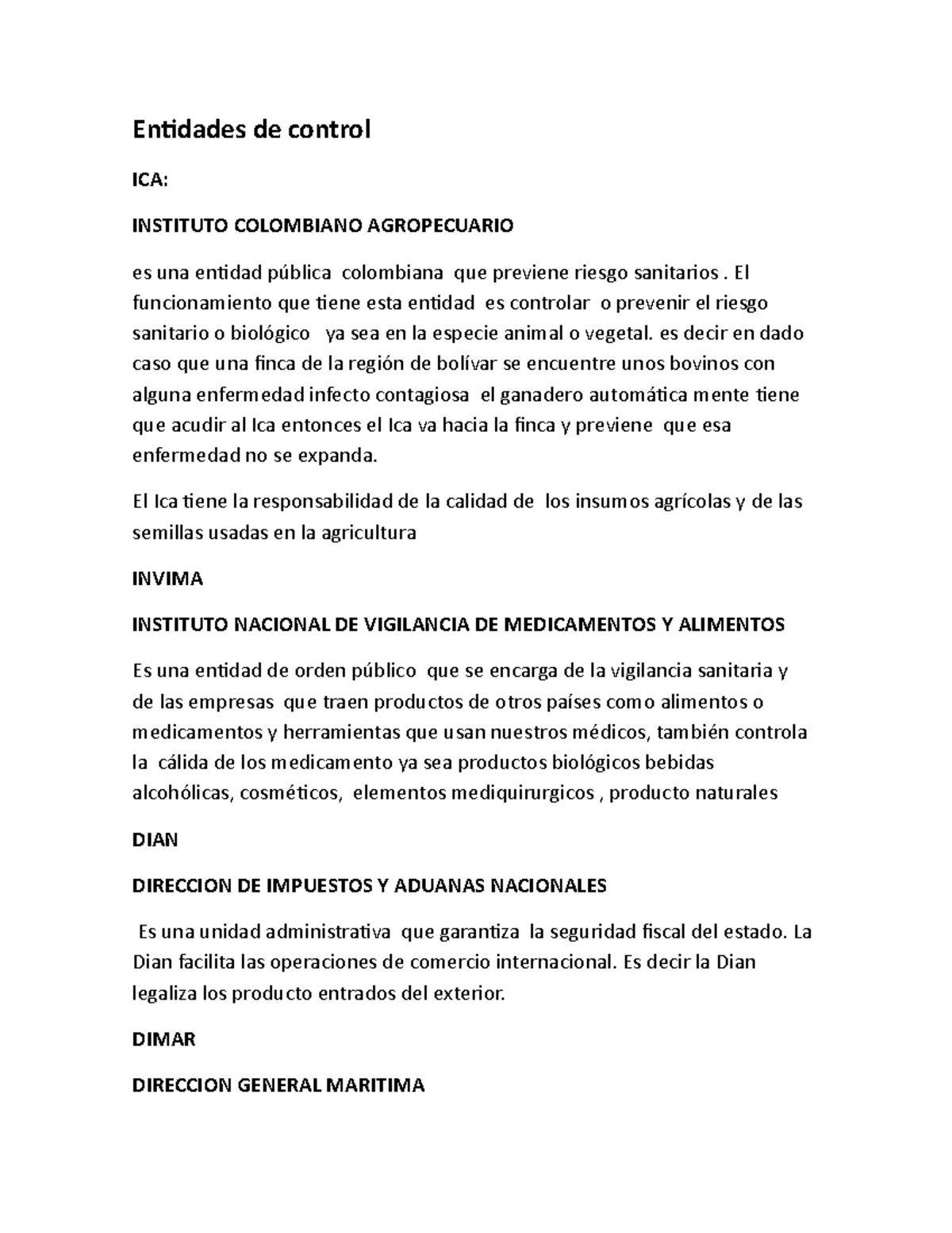 Entidades de control terminado - Entidades de control ICA: INSTITUTO ...