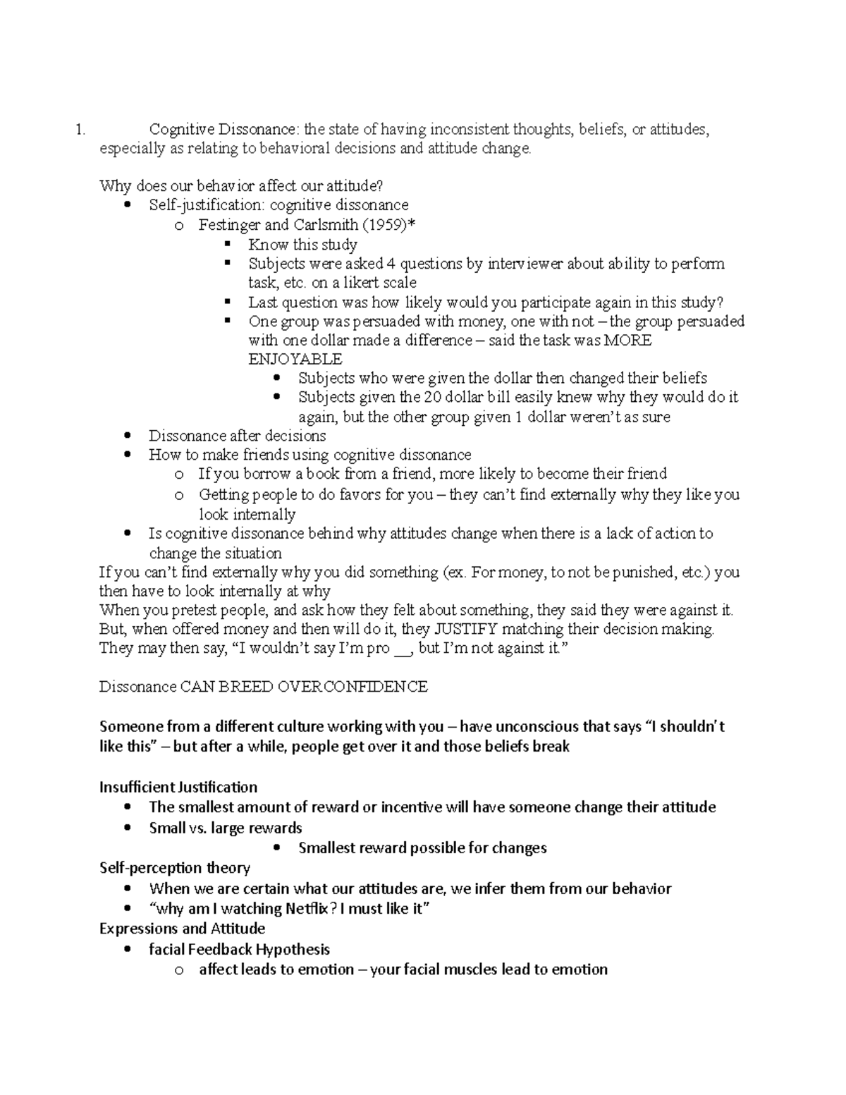 Cognitive dissonance theory - 1. Cognitive Dissonance: the state of ...