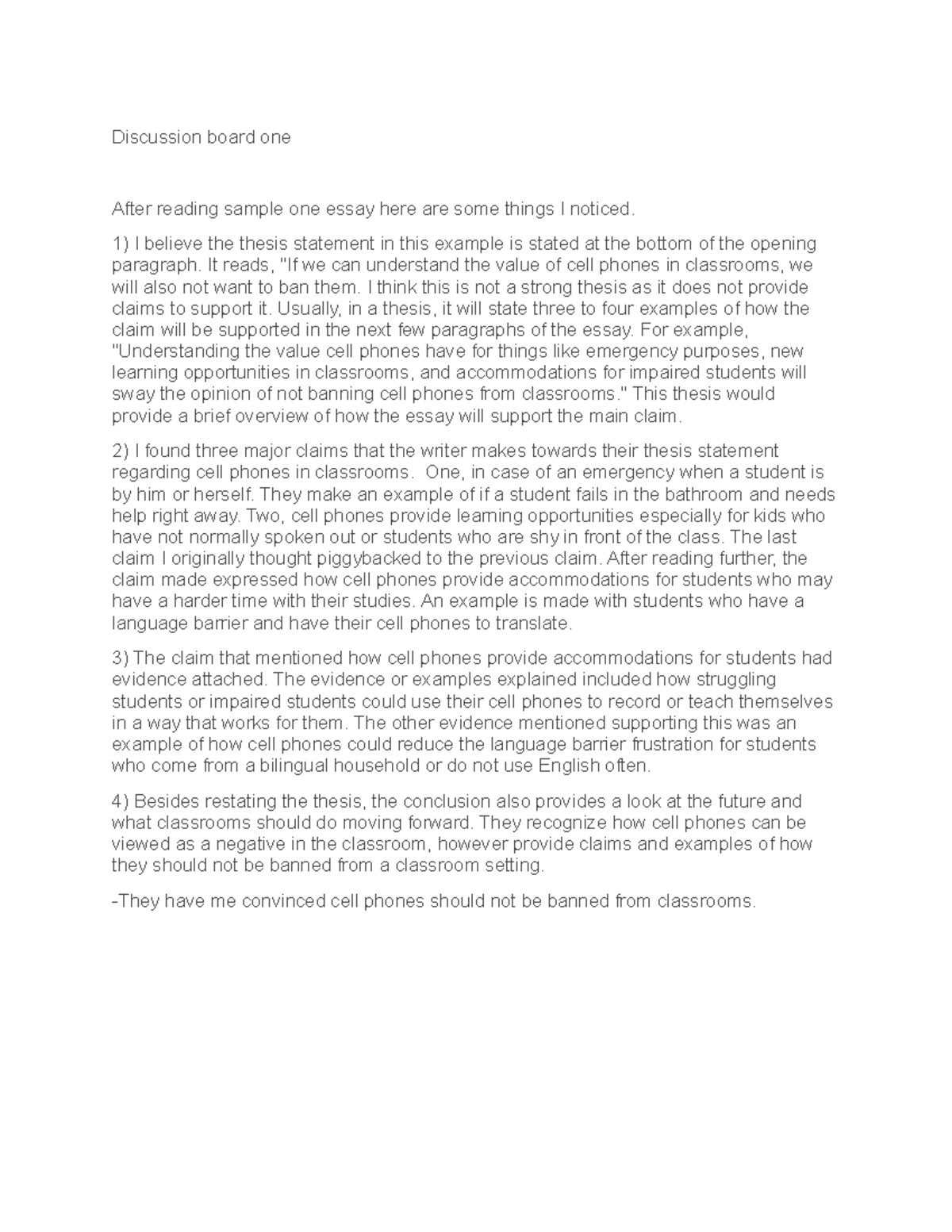 Db one ENG - discussion board one - Discussion board one After reading ...