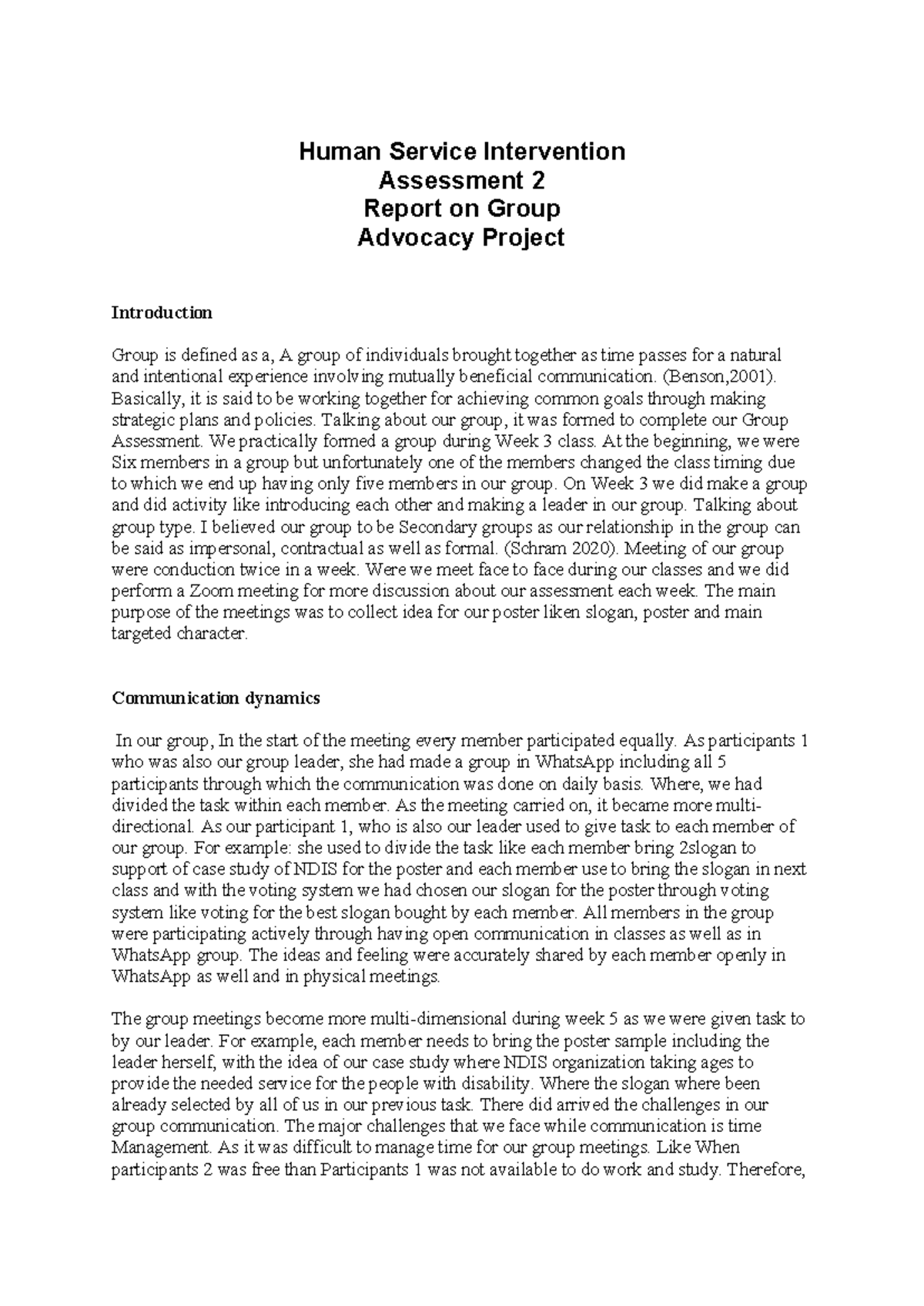 Human Service Intervention - Human Service Intervention Assessment 2 ...
