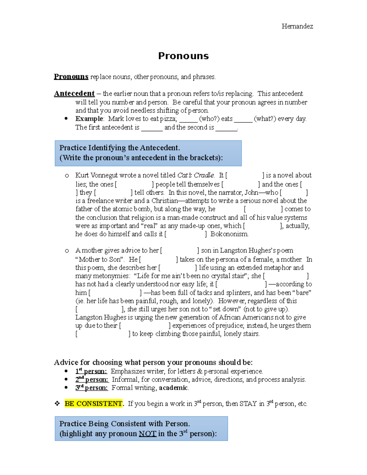Fun with Pronouns - Pronouns Pronouns replace nouns, other pronouns ...