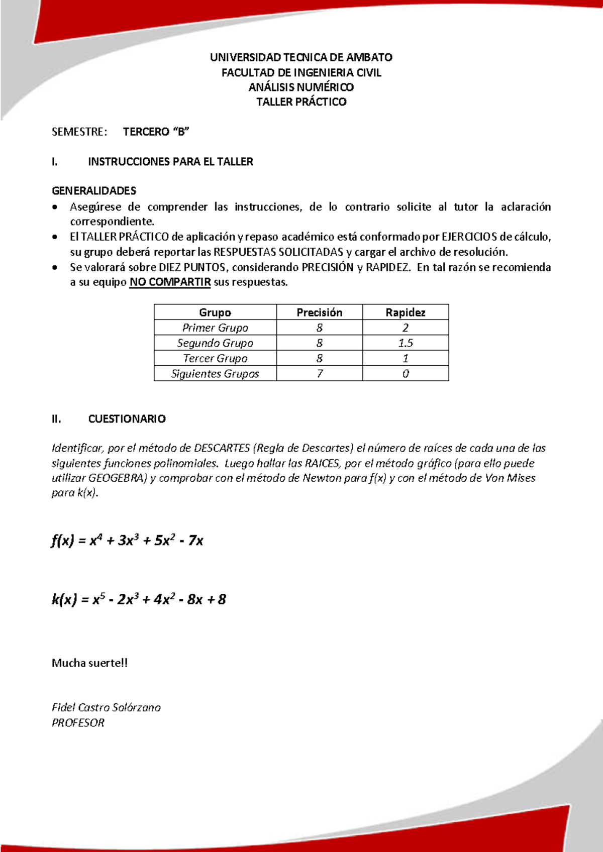 Taller - sddsd - UNIVERSIDAD TECNICA DE AMBATO FACULTAD DE INGENIERIA ...