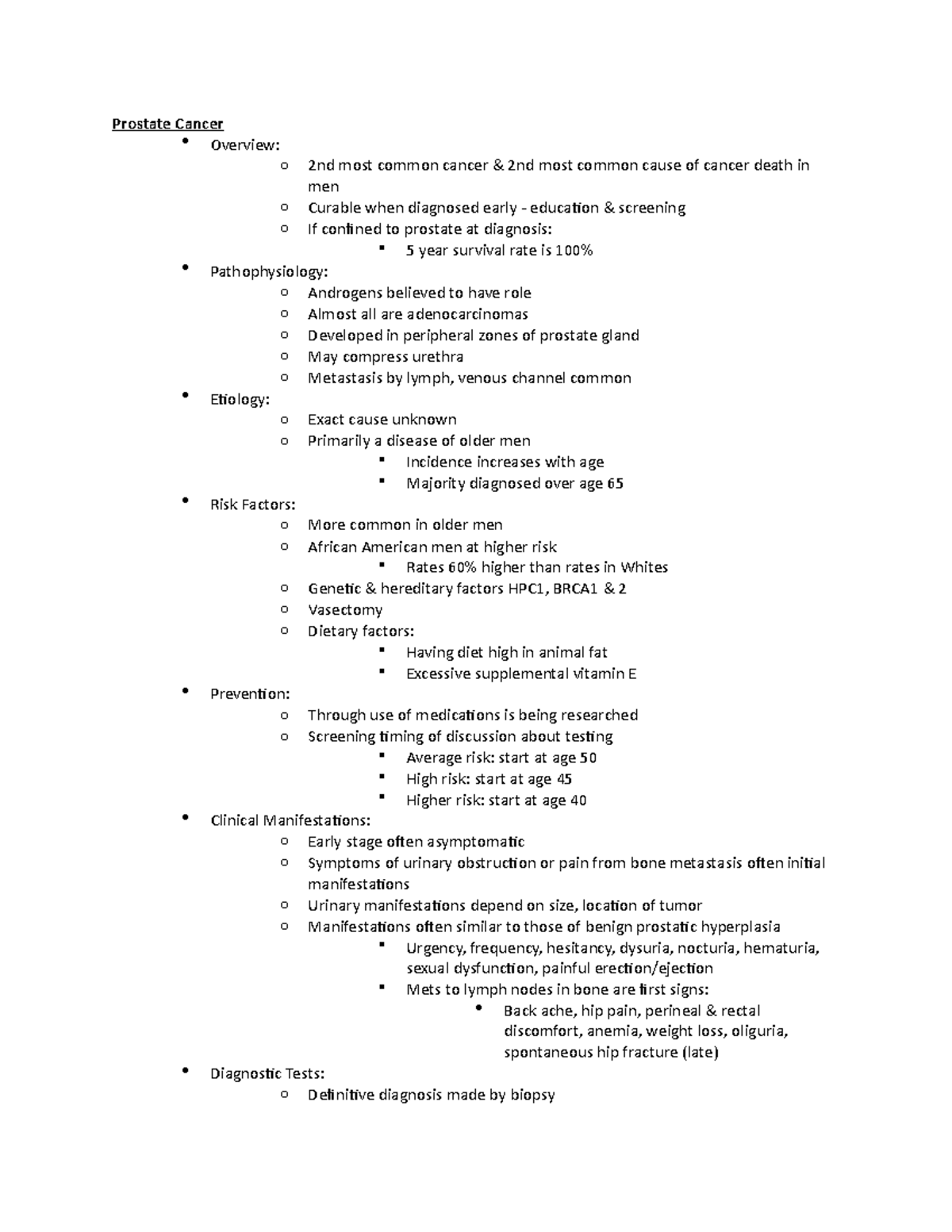 Prostate Cancer - Exam 4 - Prostate Cancer Overview: o 2nd most common ...