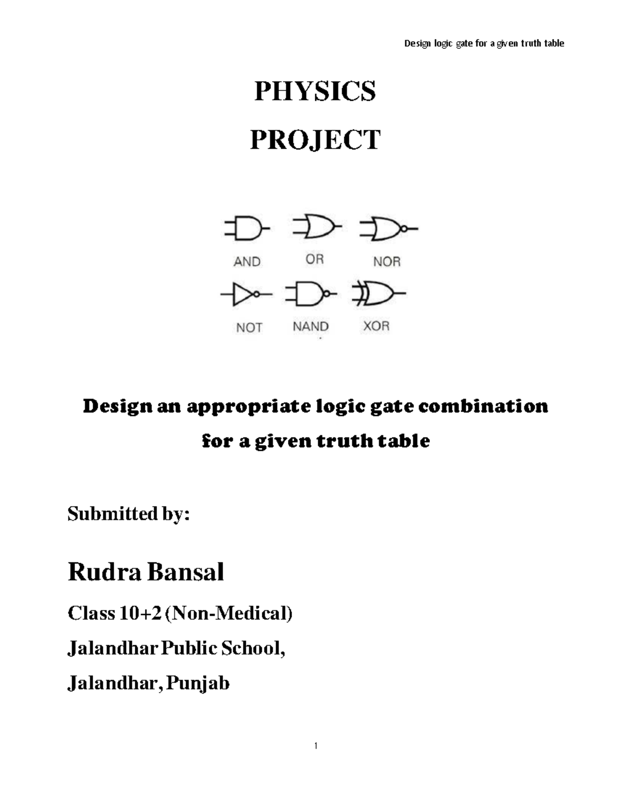 Rudra Physics - Design logic gate for a given truth table PHYSICS ...