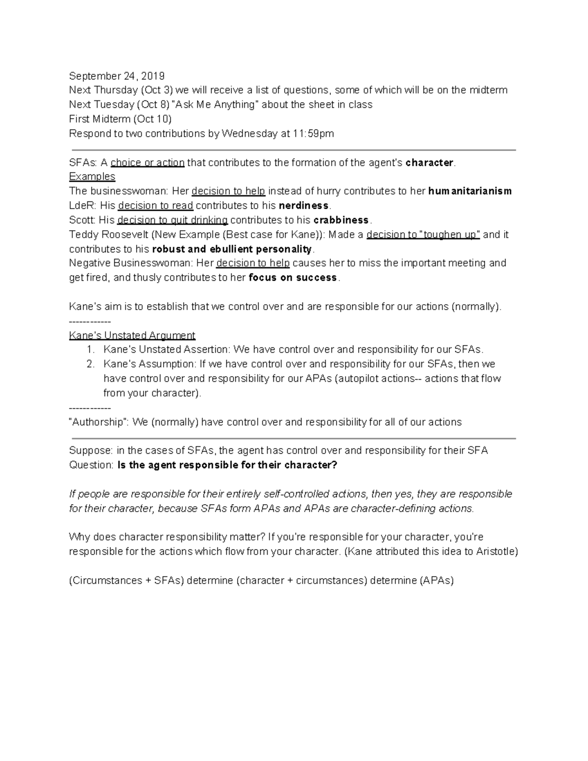 PHIL010 Day 9: Kane's Assumption (control and responsibility over APAs ...