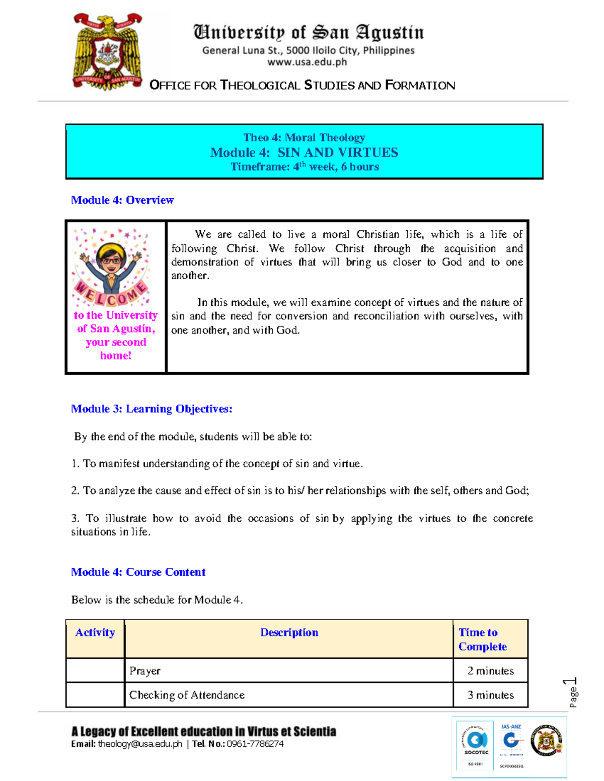 Final copy of the Approved THEO 4 Module 4 - Page 1 Theo 4: Moral ...