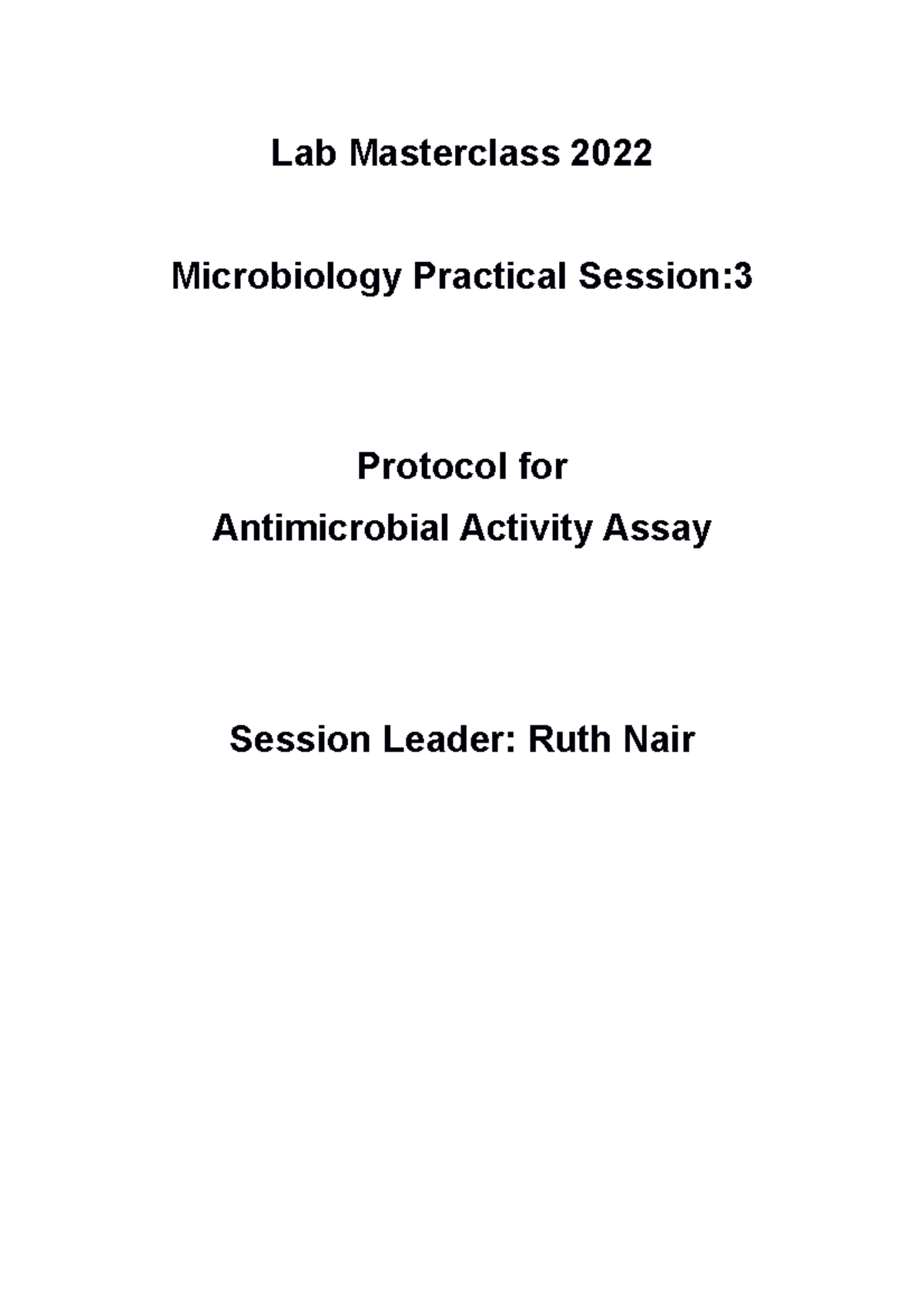 Lab Masterclass 2022 Session 3 prrr - Lab Masterclass 2022 Microbiology ...