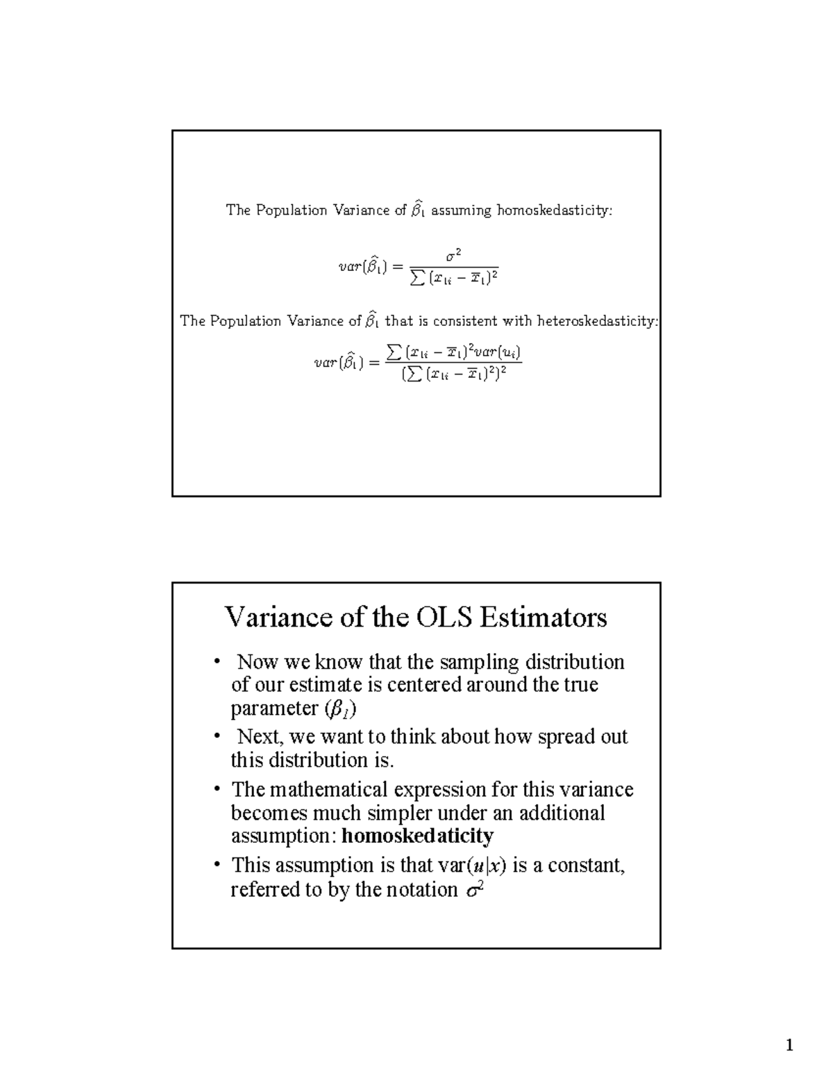 6 Variance Of The Ols Slope Estimator The Population Variance Of βb 1 Assuming