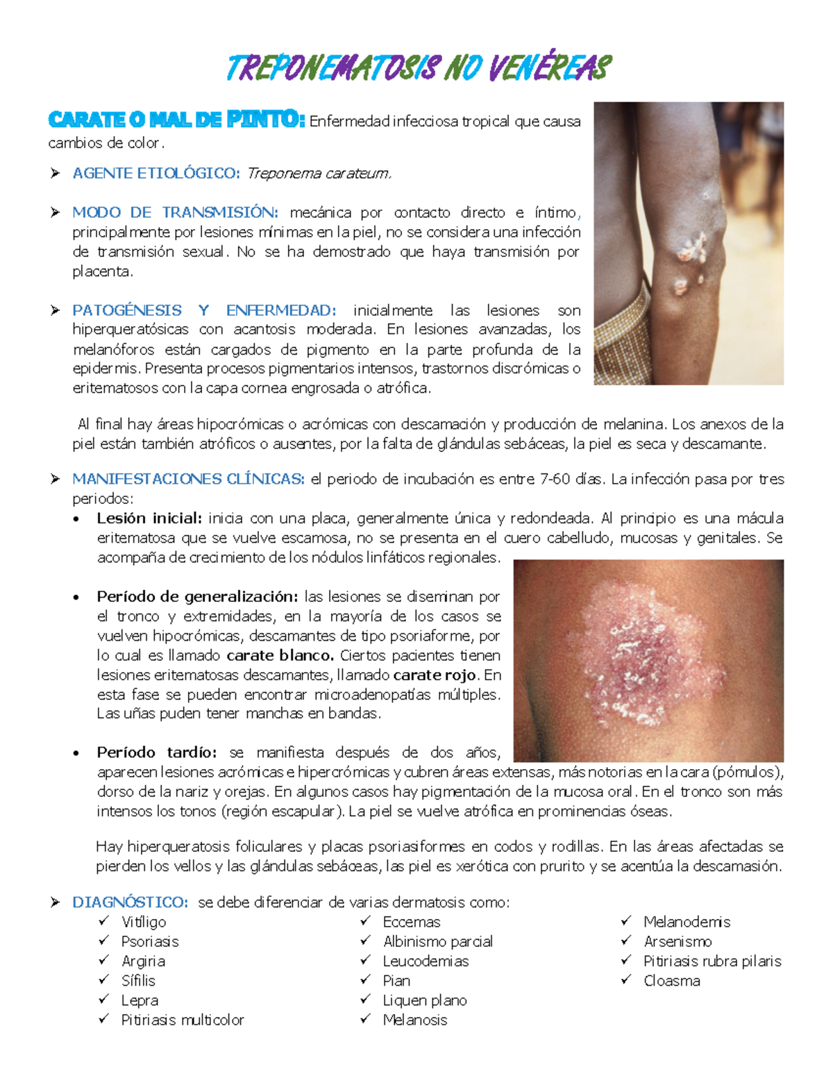 CAP. 14 Treponematosis NO Venéreas - TREPONEMATOSIS NO VENÉREAS ...