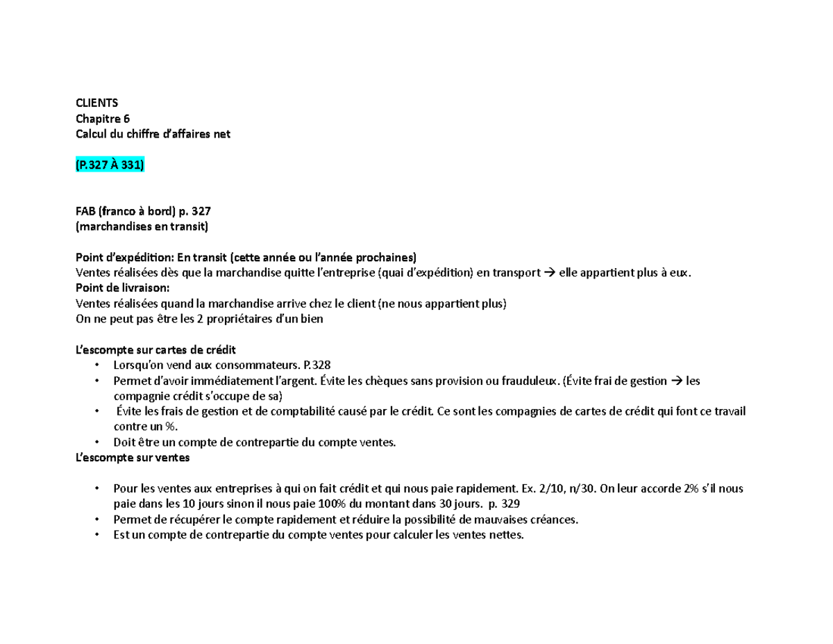 Chapitre SCO 6 - notes de cours + exemples - CLIENTS Chapitre 6 Calcul ...