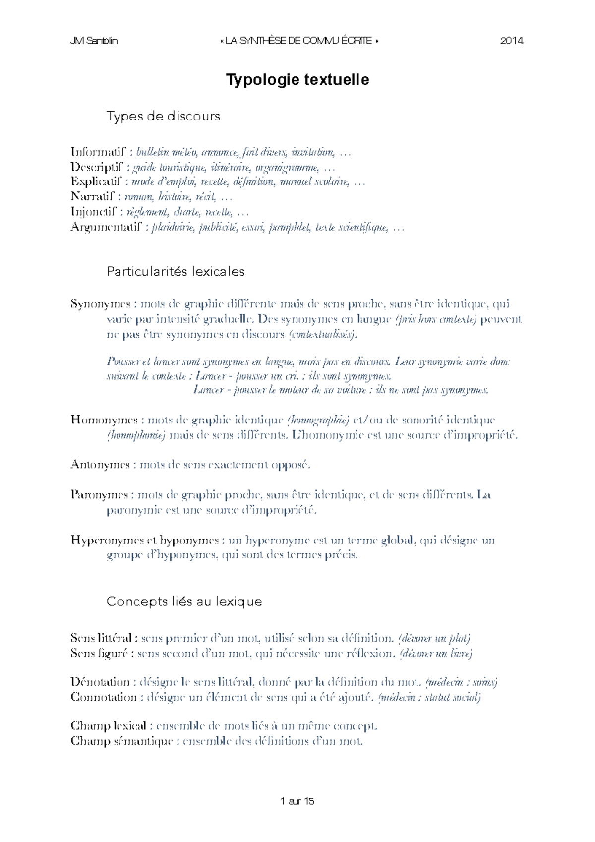 Synthèse commu écrite - Typologie textuelle ! Types de discours ...