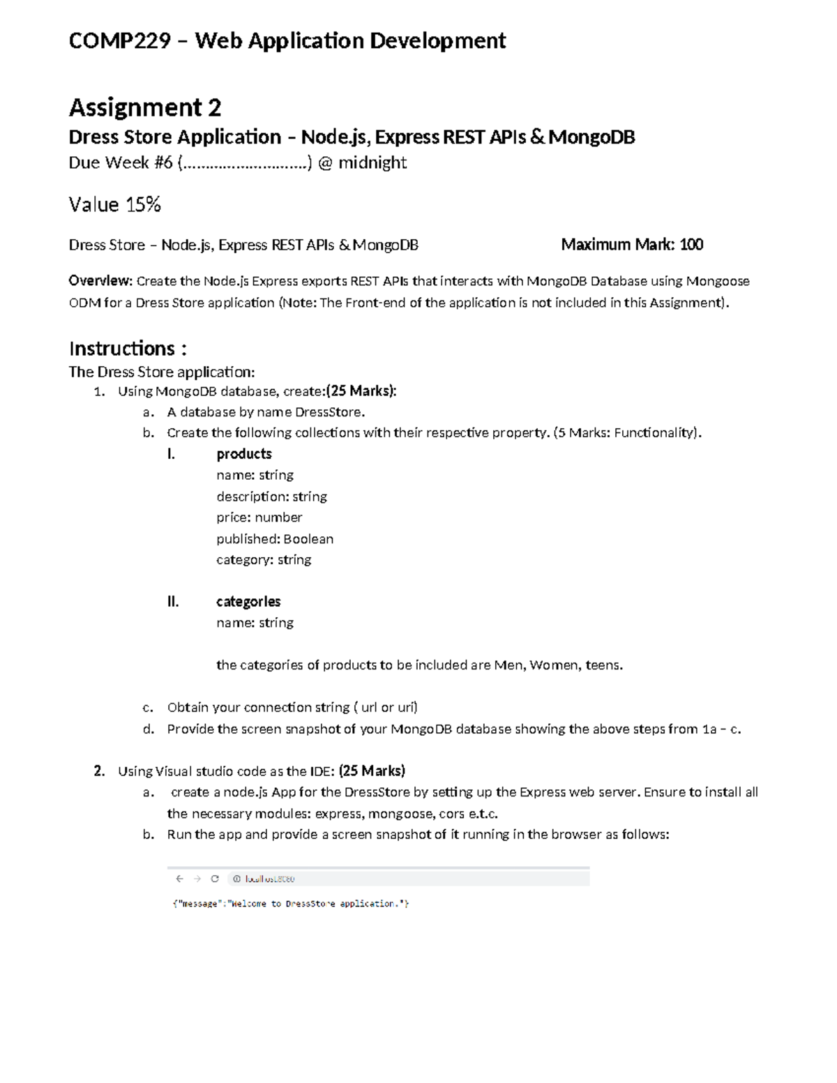 Assignment 2- Backend - COMP229 – Web Application Development Assignment 2 Dress Store ...