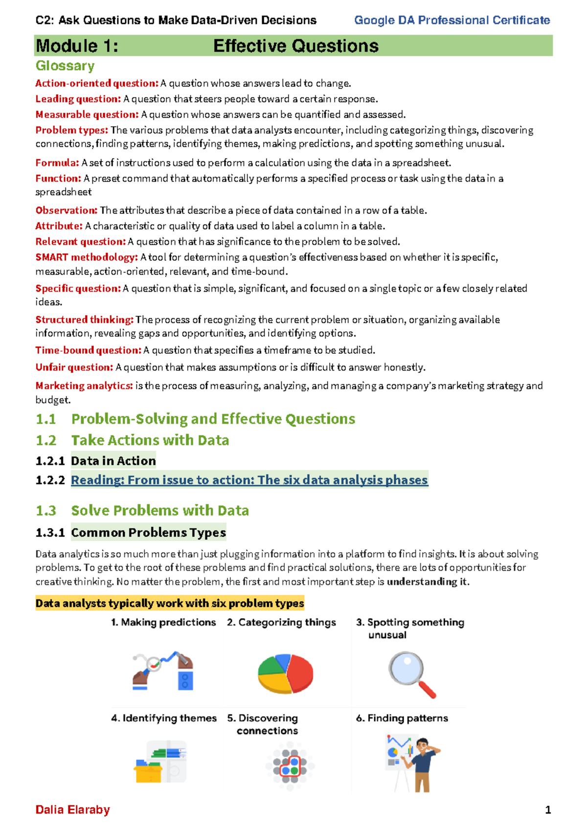 C2 Ask Questions to Make Data-Driven Decisions (Notes) - Module 1 ...