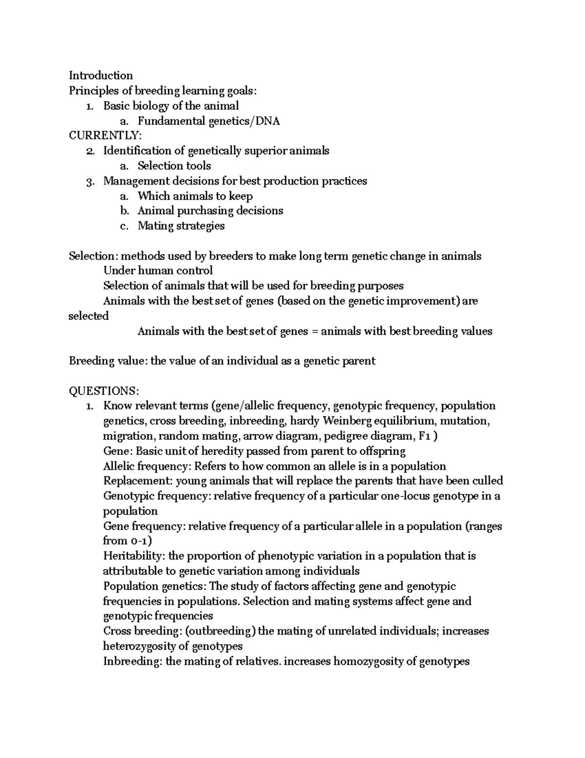 Population Genetics - Animal Breeding/Principles of Breeding Arkansas ...
