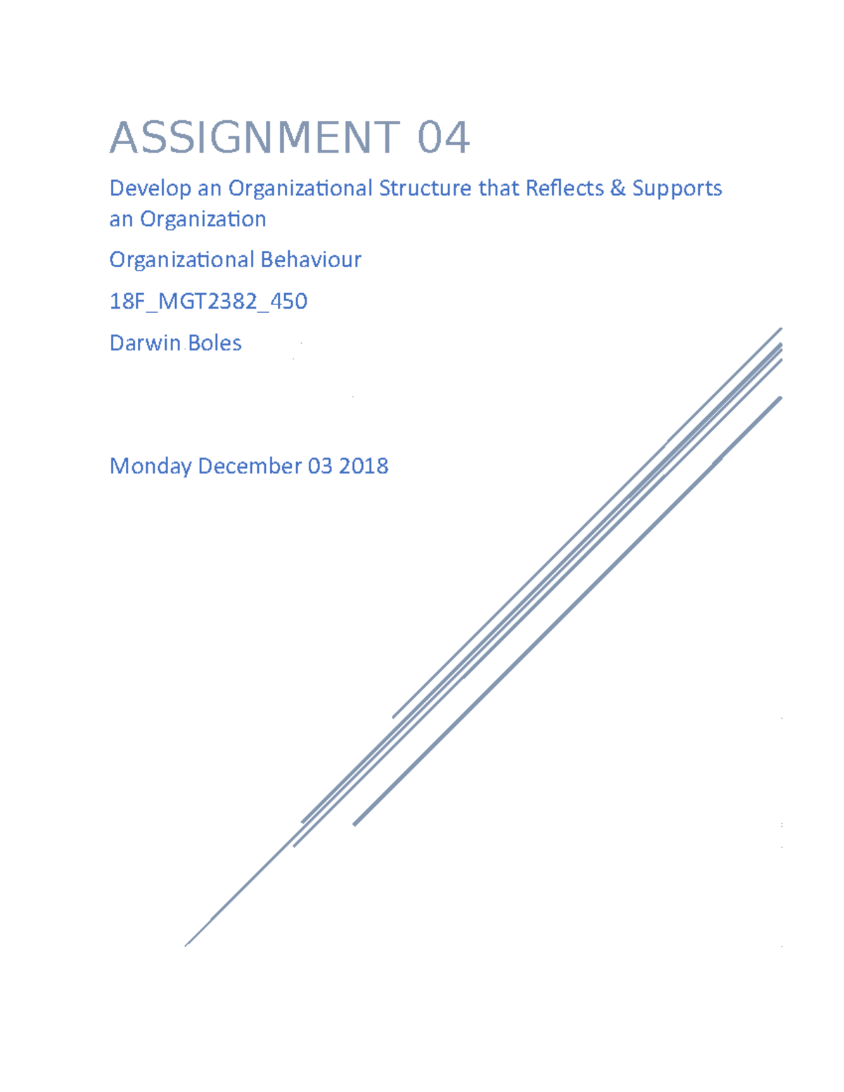 Assignment 04_Develop Organizational Structure - ASSIGNMENT 04 Develop ...
