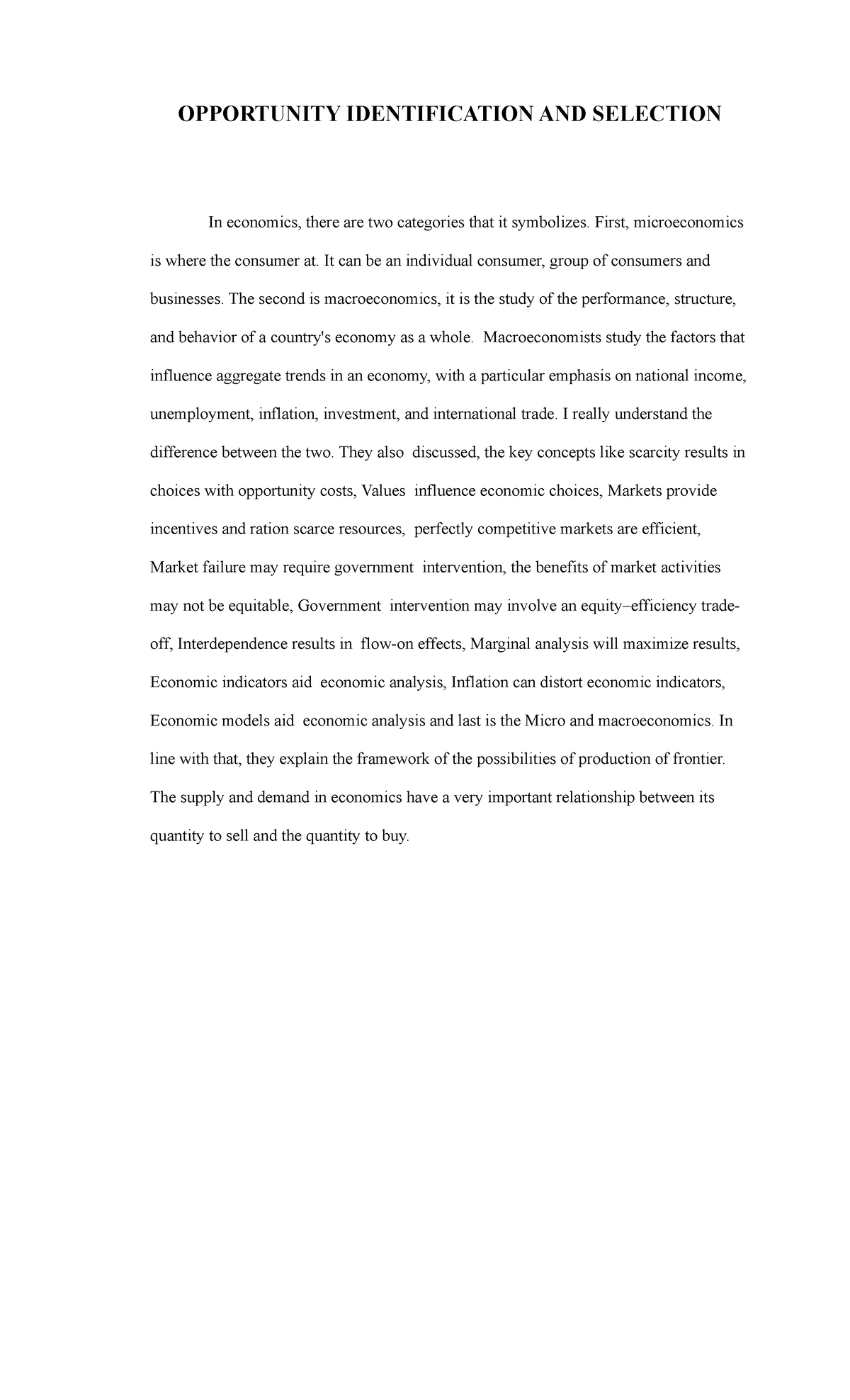 Opportunity Identification AND Selection - OPPORTUNITY IDENTIFICATION ...