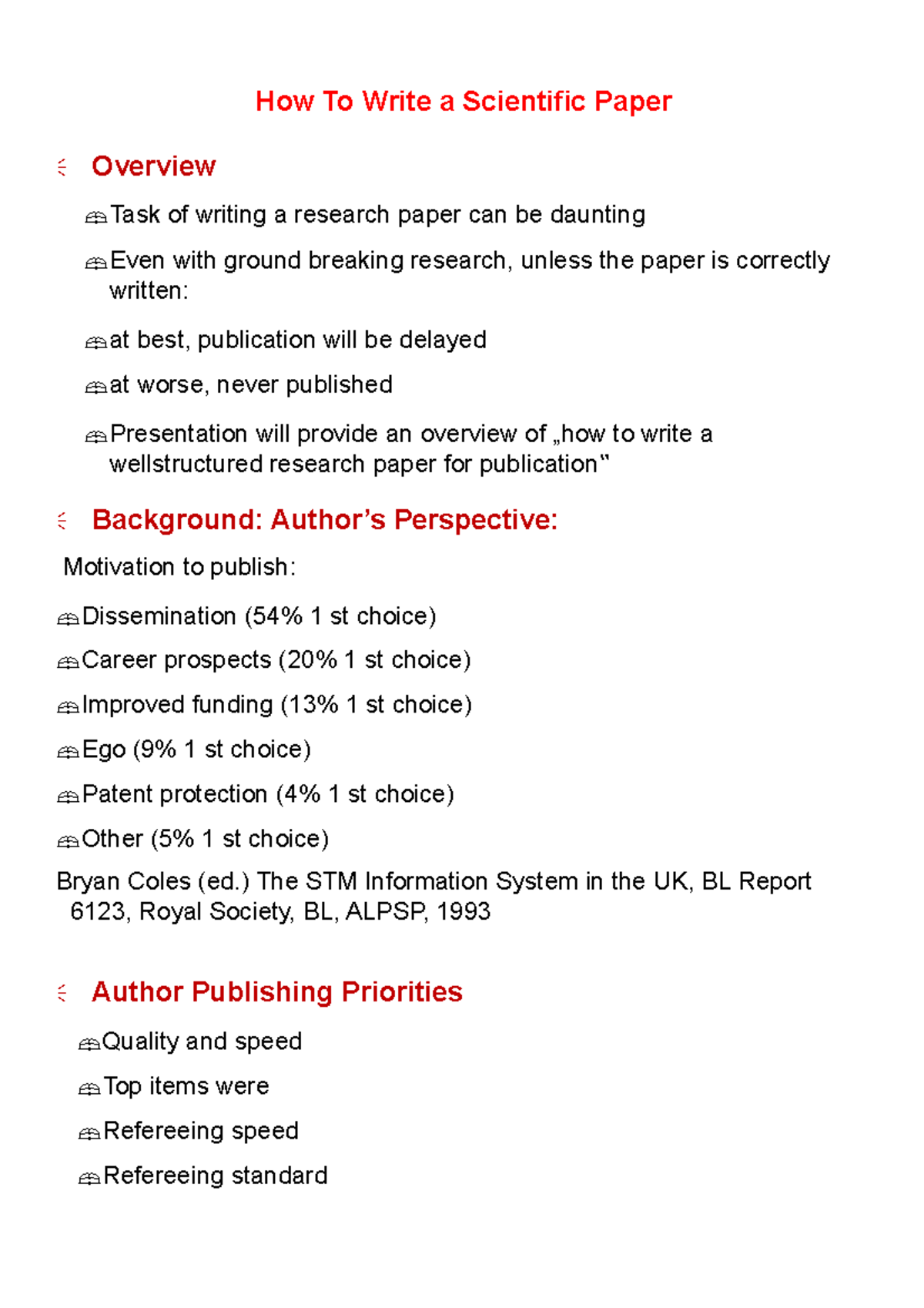 How To Write a Scientific - ) The STM Information System in the UK, BL ...