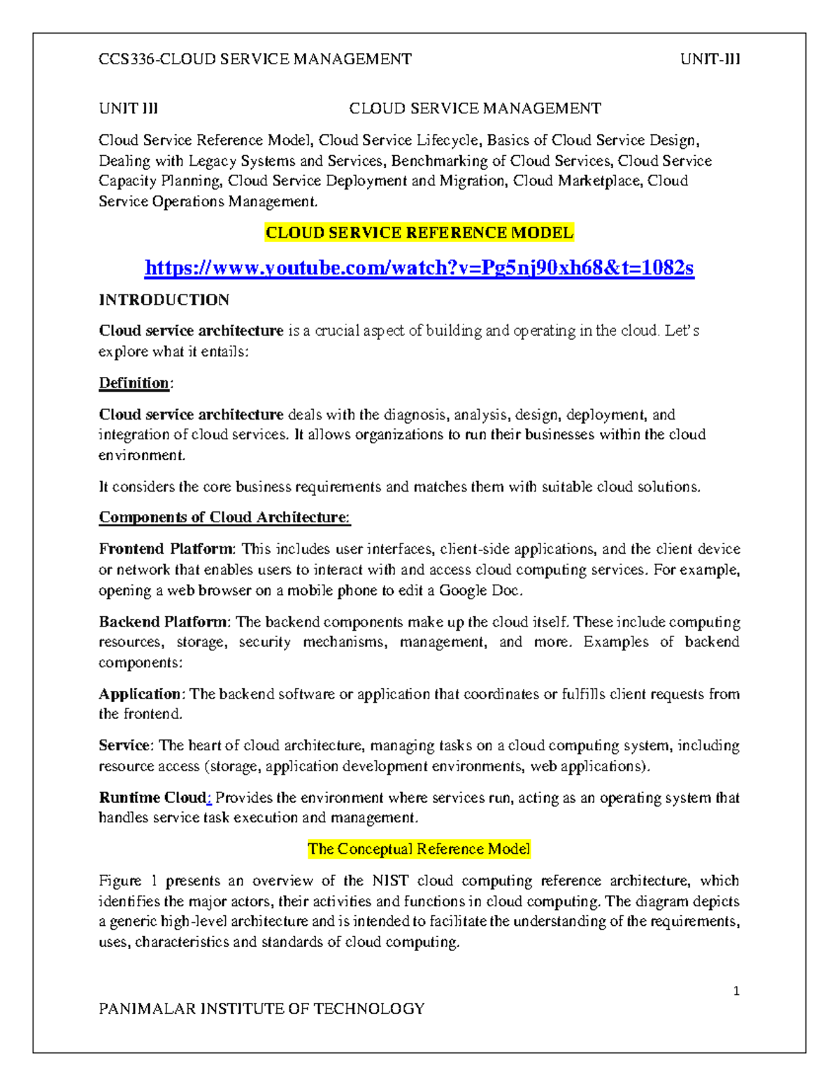 CSM UNIT III - Cloud service management unit 3 - 1 UNIT III CLOUD ...