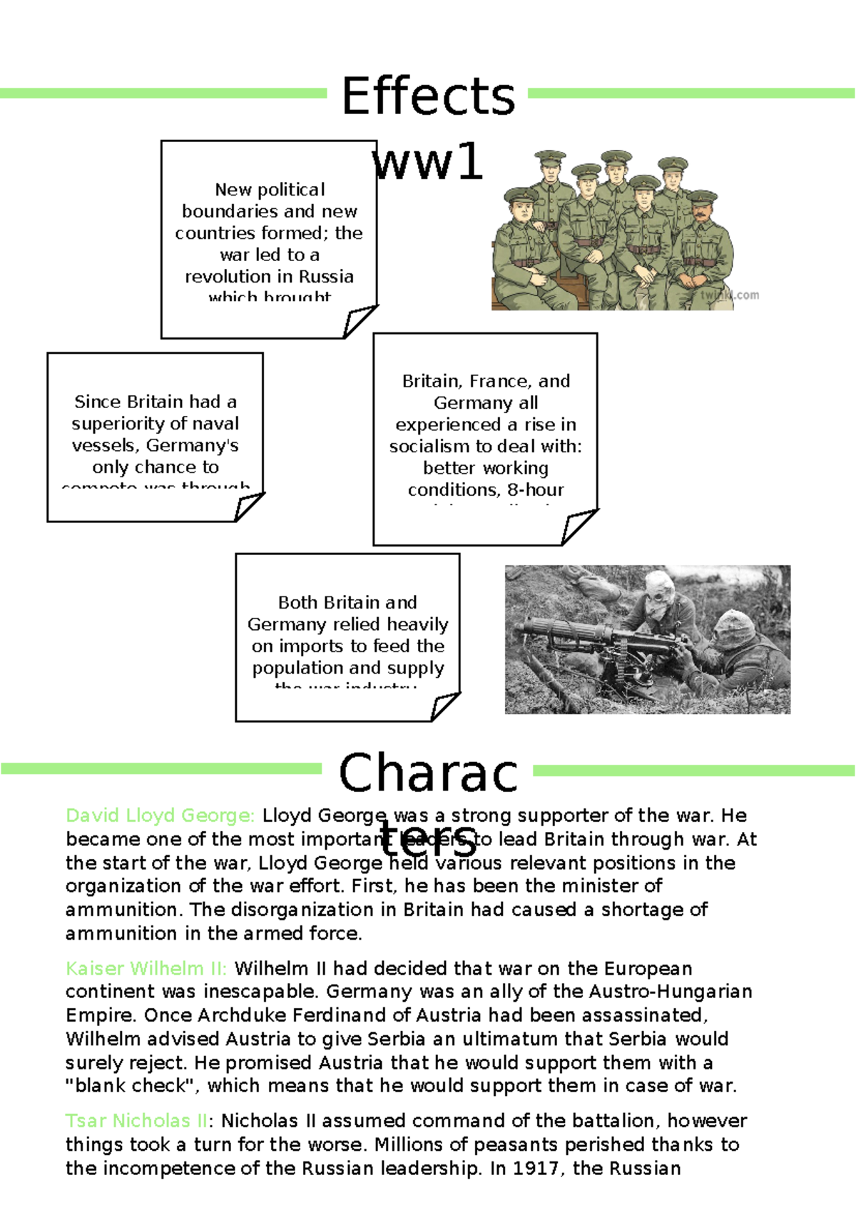 Effects ww1 - EFECTOS DE LA PRIMERA GUERRA MUNDIAL - Effects ww New ...