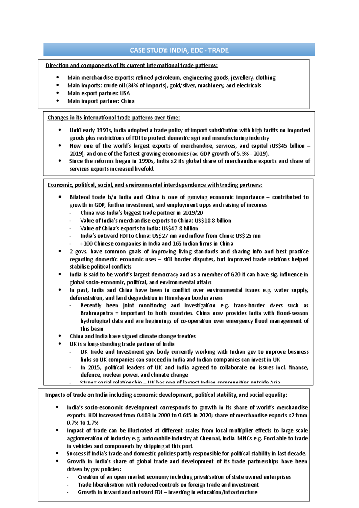 Trade India Case Study - OCR A Level Geography Third Edition - Impacts ...