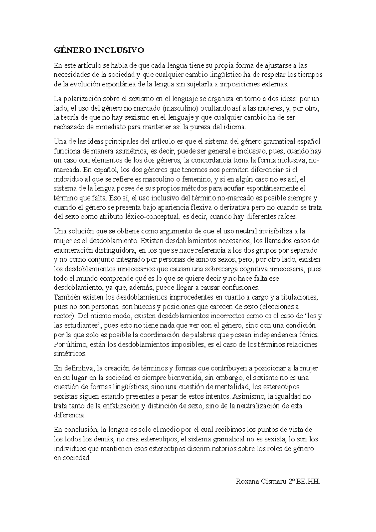 Género inclusivo - GÉNERO INCLUSIVO En este artículo se habla de que ...