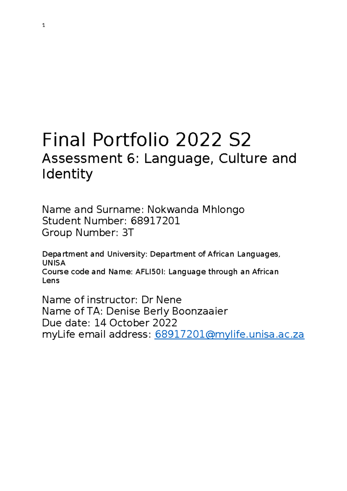 AFL 1501 Final Portfolio 2022 S2 copy - Final Portfolio 2022 S ...