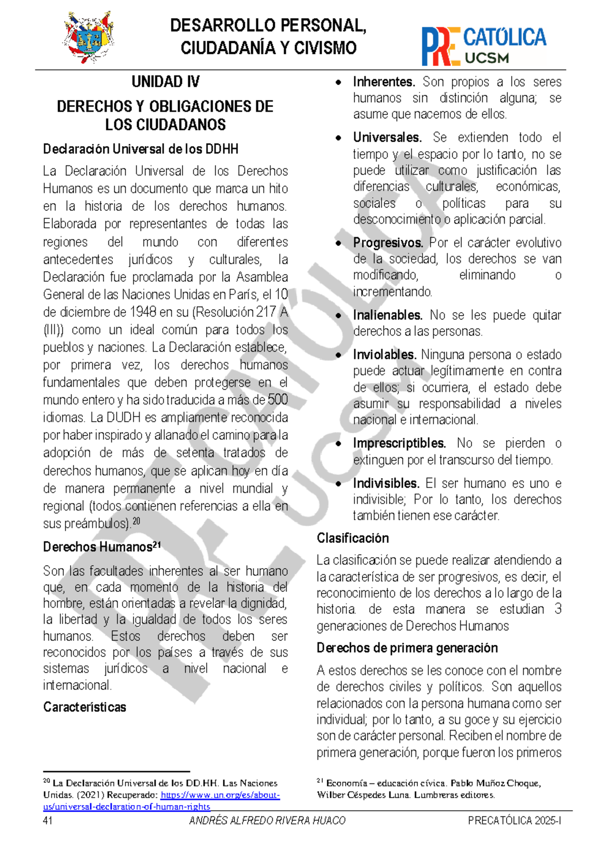 DPCC derechos humanos - CIUDADANÍA Y CIVISMO UNIDAD IV DERECHOS Y OBLIGACIONES DE LOS CIUDADANOS ...