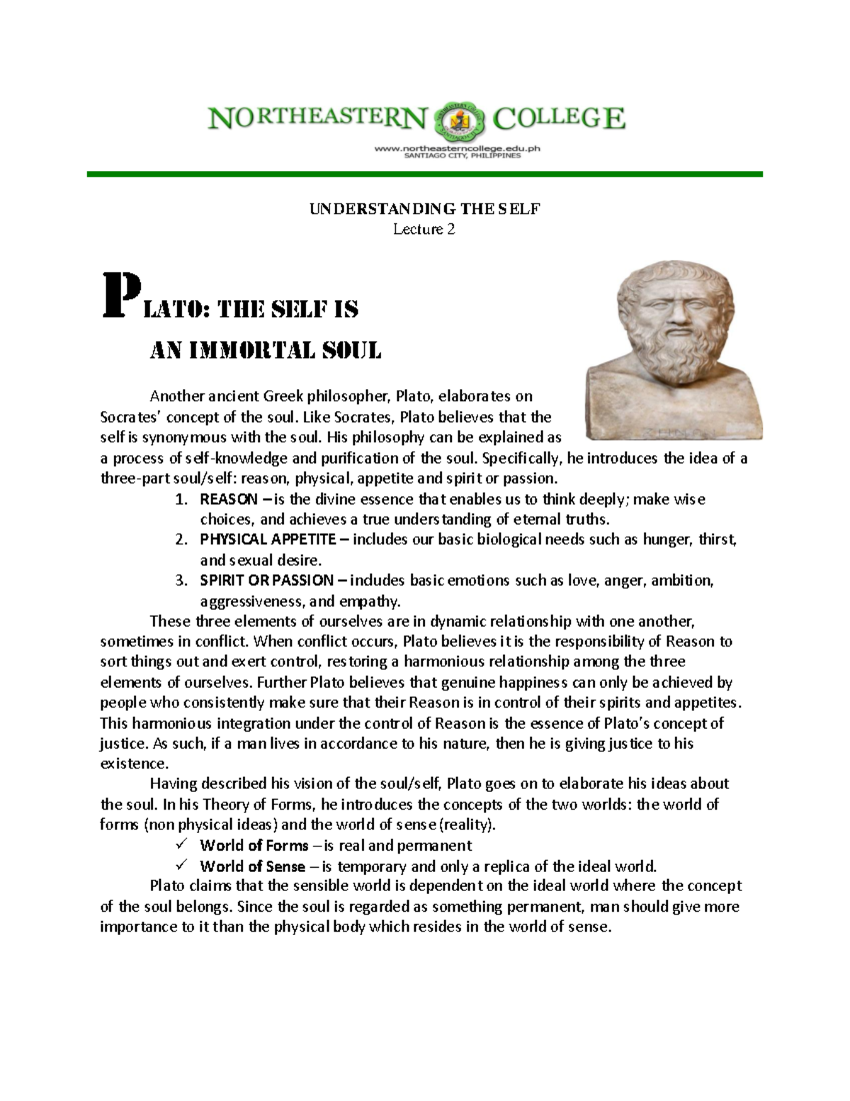 UTSlecture 2 - THIS IS UNDERSTANDING UR SELF - UNDERSTANDING THE SELF ...