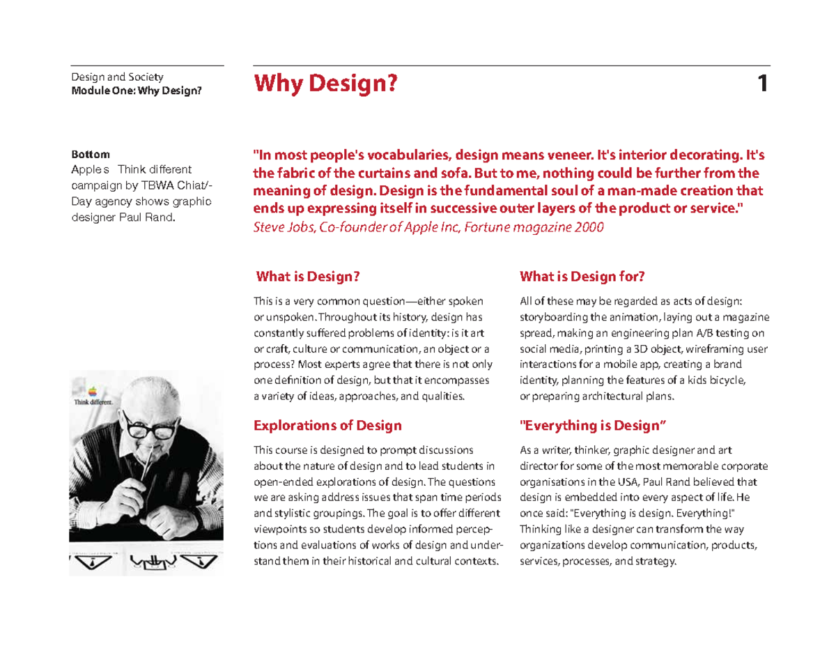 Module One Why Design? - Module One: Why Design? Bottom Apple’s “Think ...