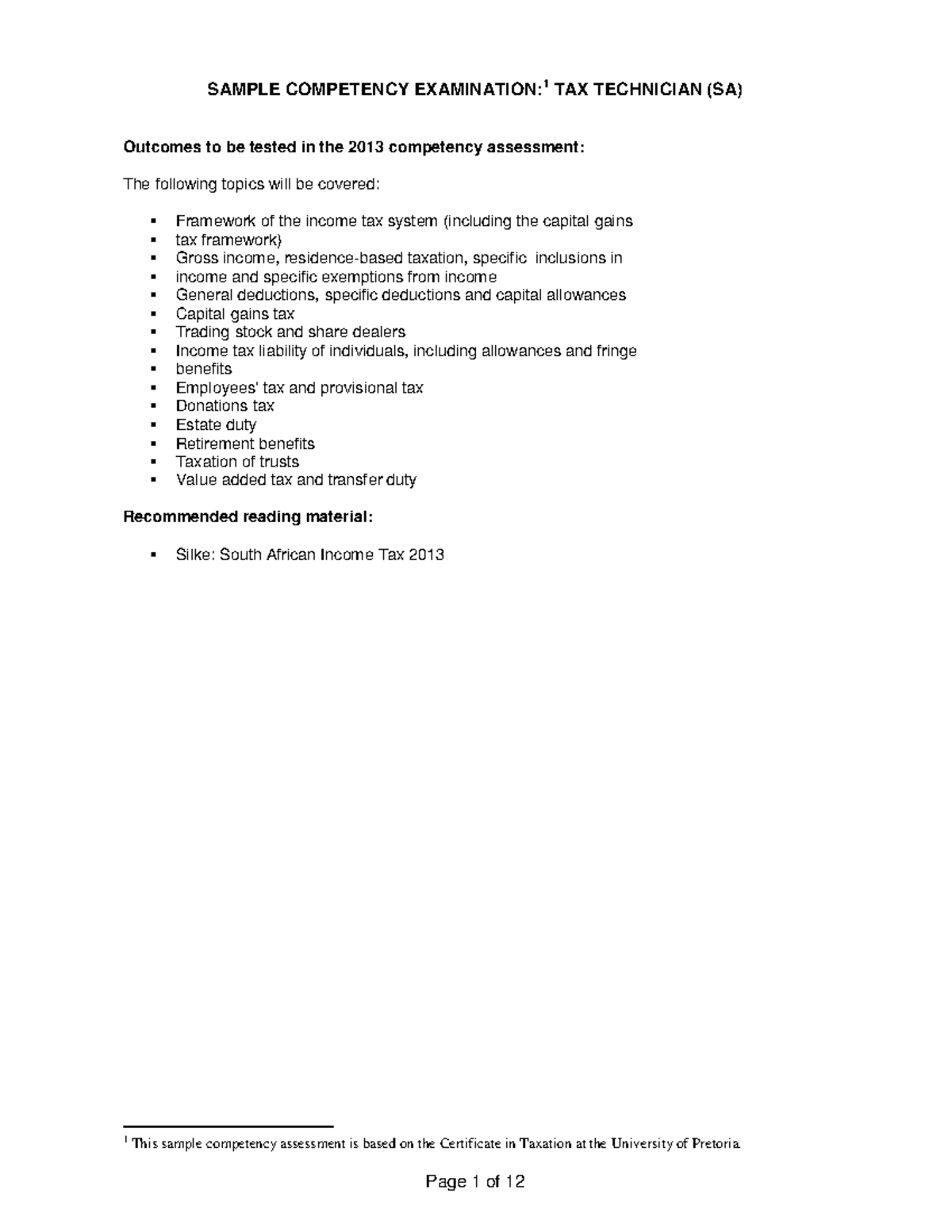 2012 sample paper - reviewer - SAMPLE COMPETENCY EXAMINATION: 1 TAX ...