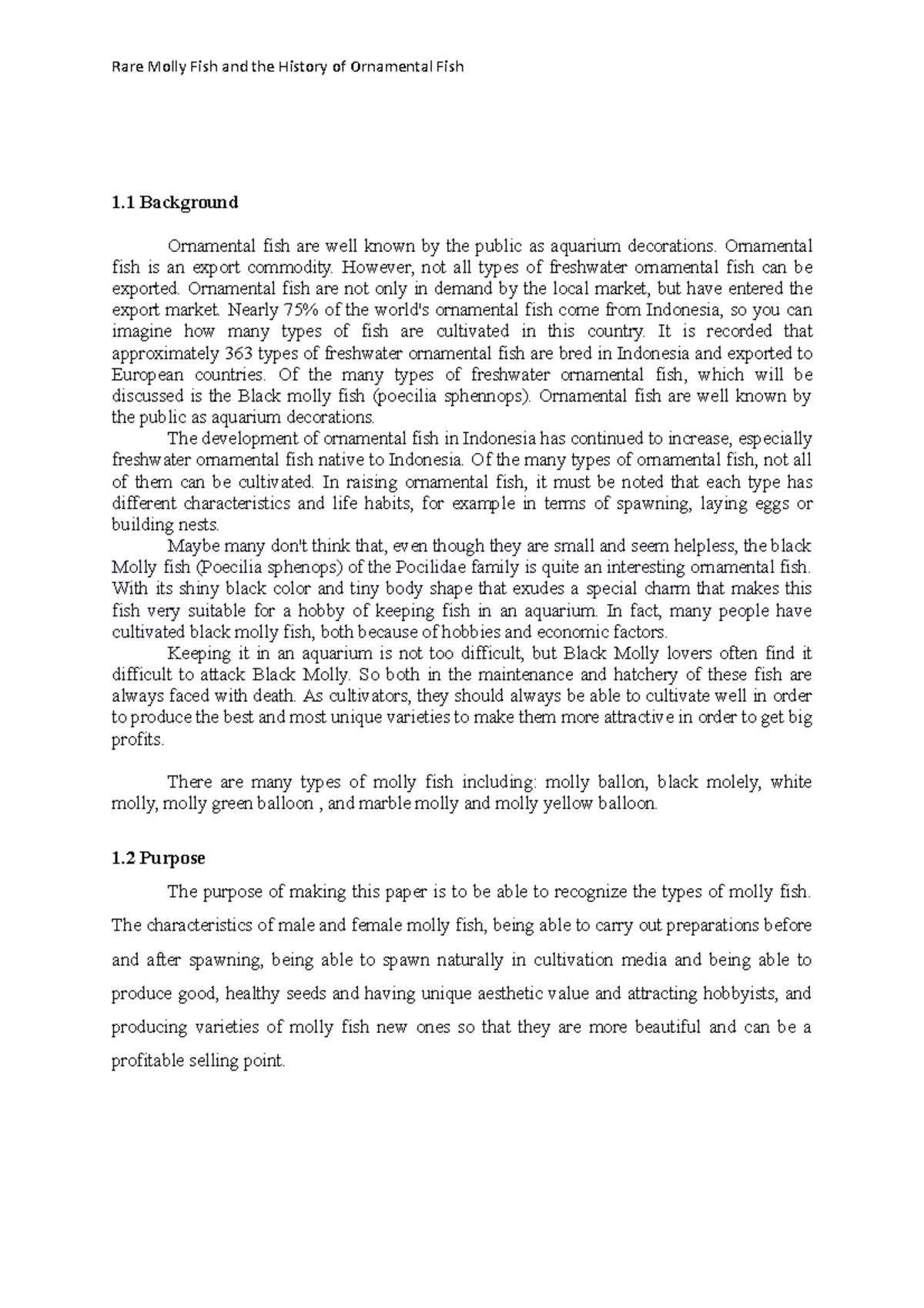 Rare Molly Fish and the History of Ornamental Fish - 1 Background ...