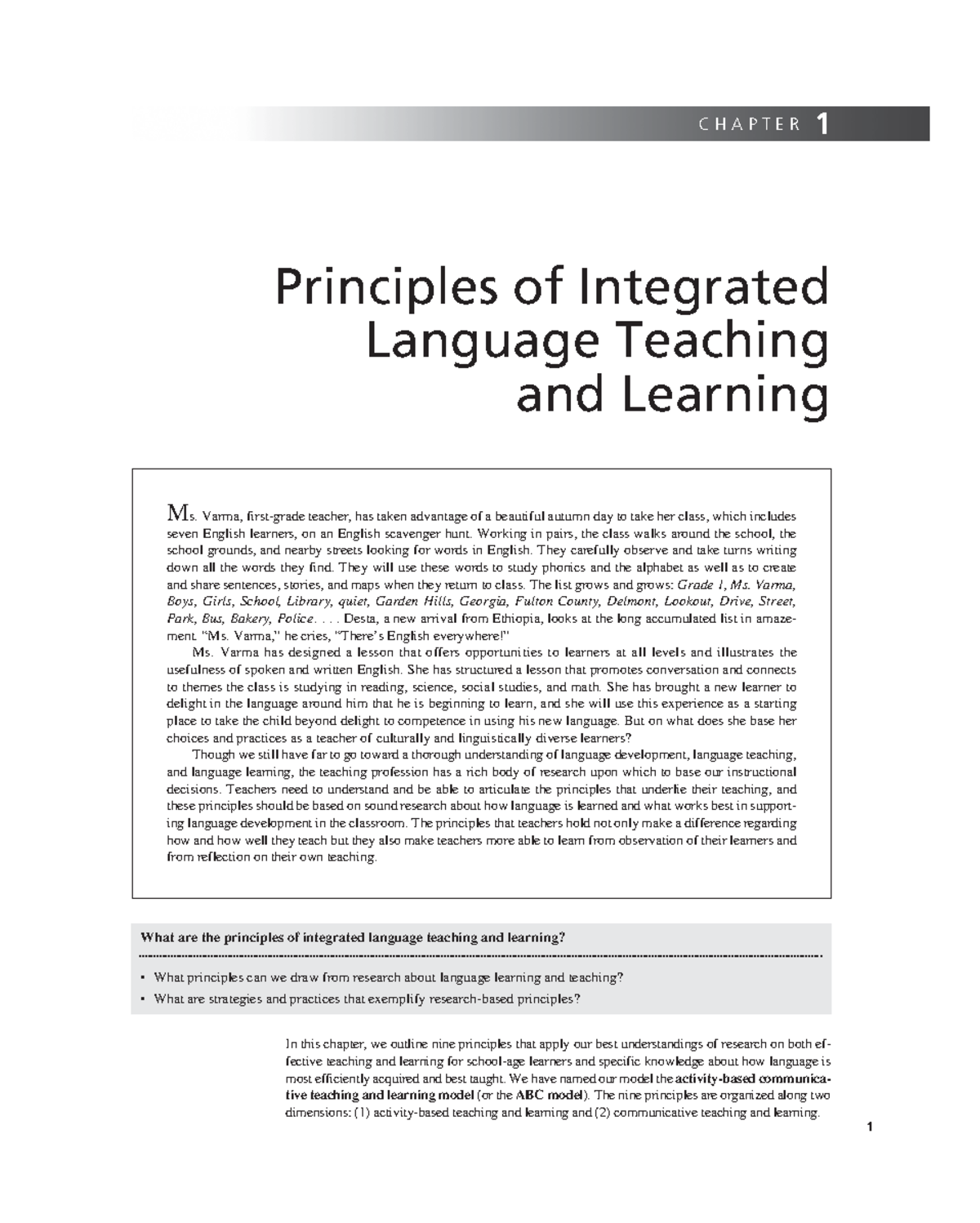 Principles of Integrated Language Teaching and Learning - 1 Ms. Varma ...