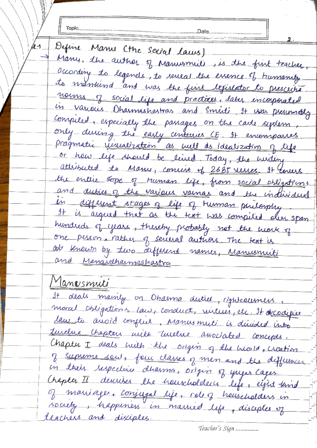 Manusmriti - Manu social laws - Topic Date. 2. Define Manu (the Social ...