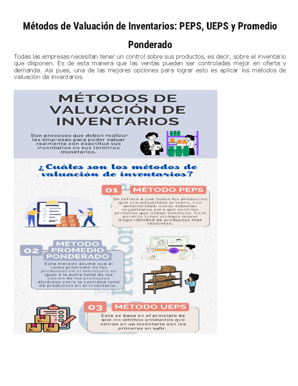 Métodos de Valuación de Inventarios - Métodos de Valuación de Inventarios: PEPS, UEPS y Promedio ...