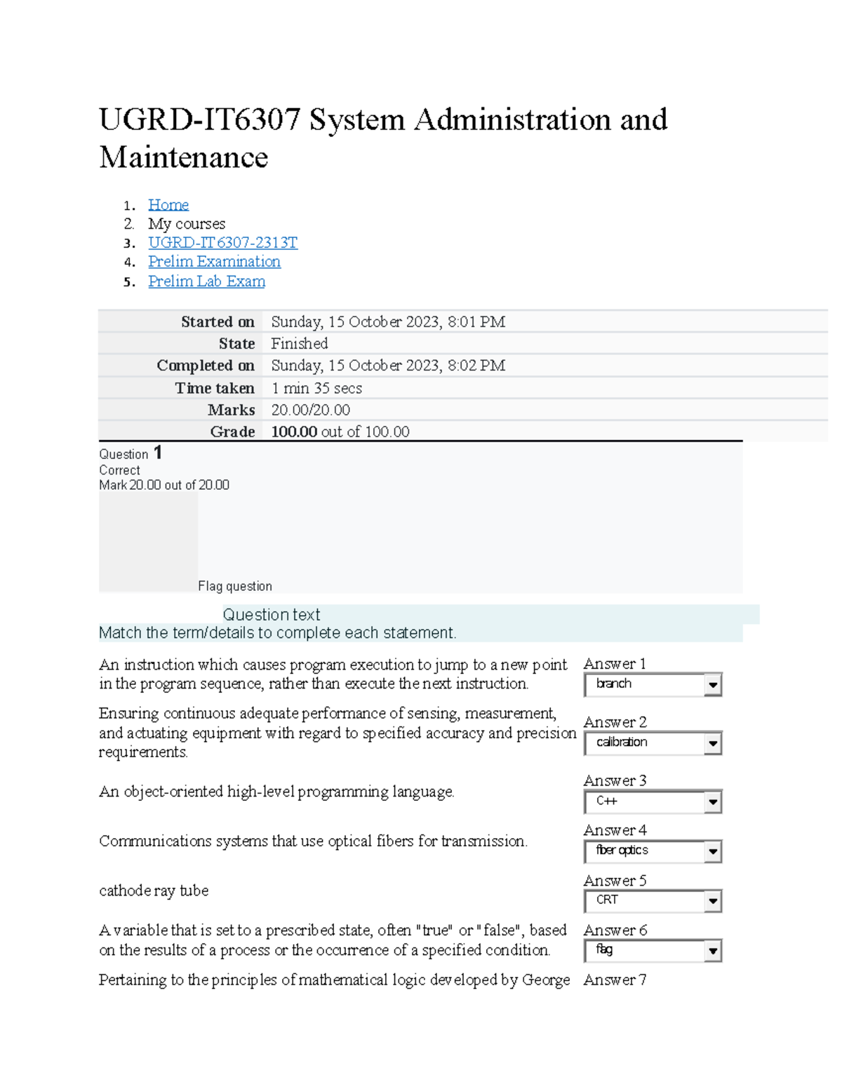 UGRD-IT6307 System Administration and Maintenance Prelim Lab Exam ...