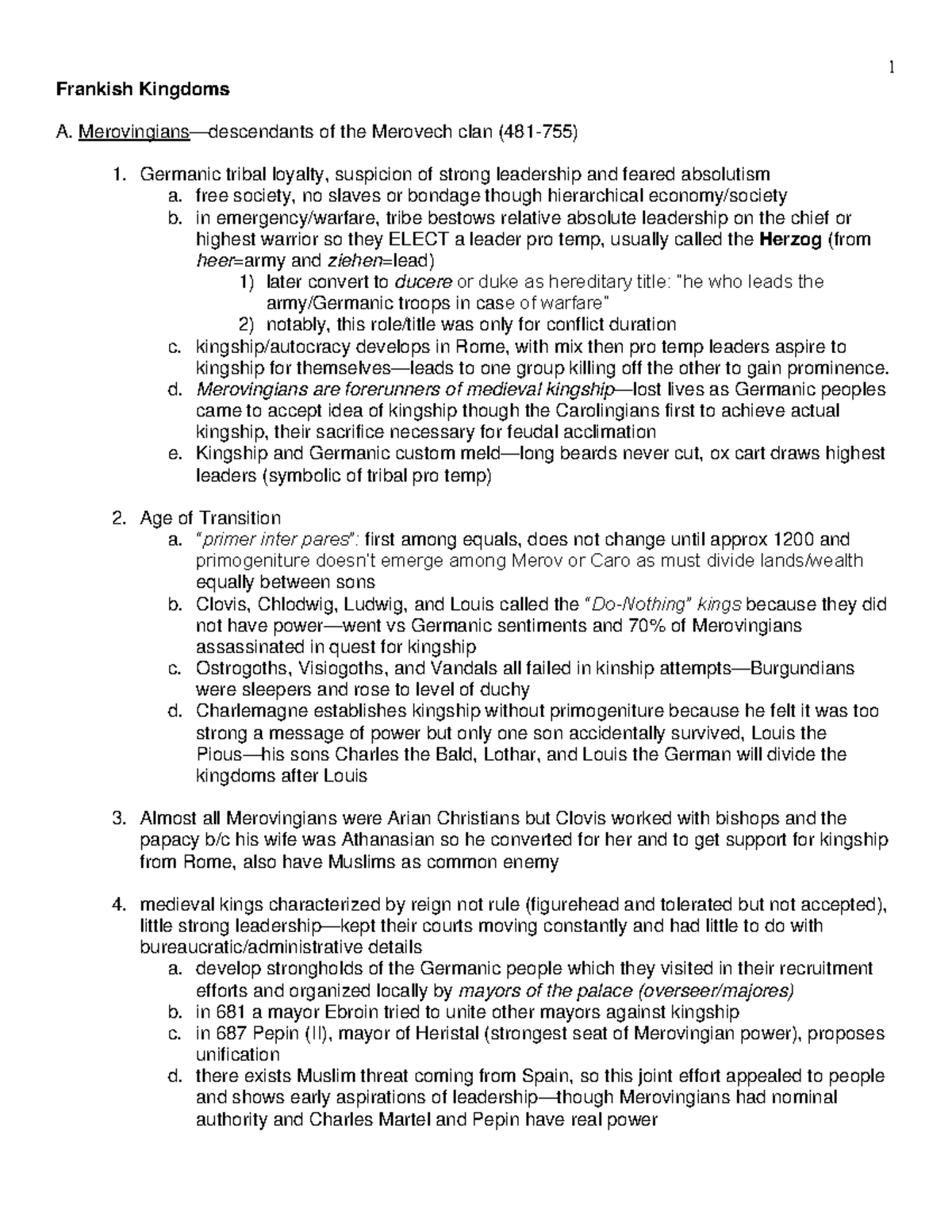 Frankish Kingdoms-Ch8 - Frankish Kingdoms A. Merovingians—descendants ...